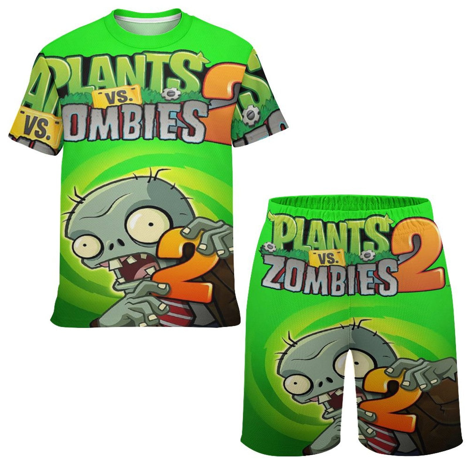 Plants Vs Zombies Boys Girls Short Sleeve Mesh T-Shirt And Shorts ...