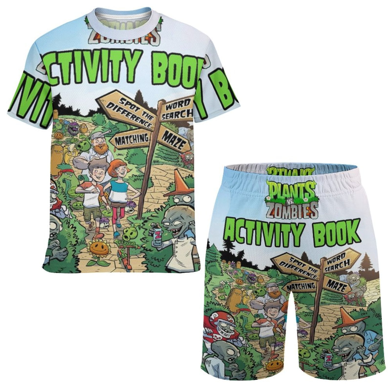 Plants Vs Zombies Boys Girls Short Sleeve Mesh T-Shirt And Shorts ...