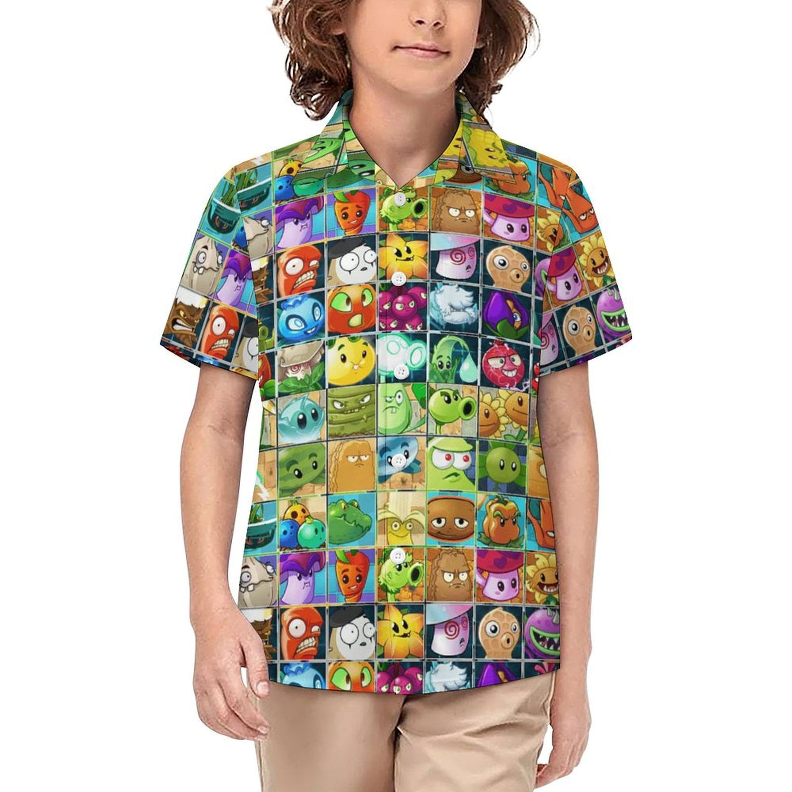 Plants Vs Zombies Boys Hawaiian Shirts, Button Down Short Sleeve ...