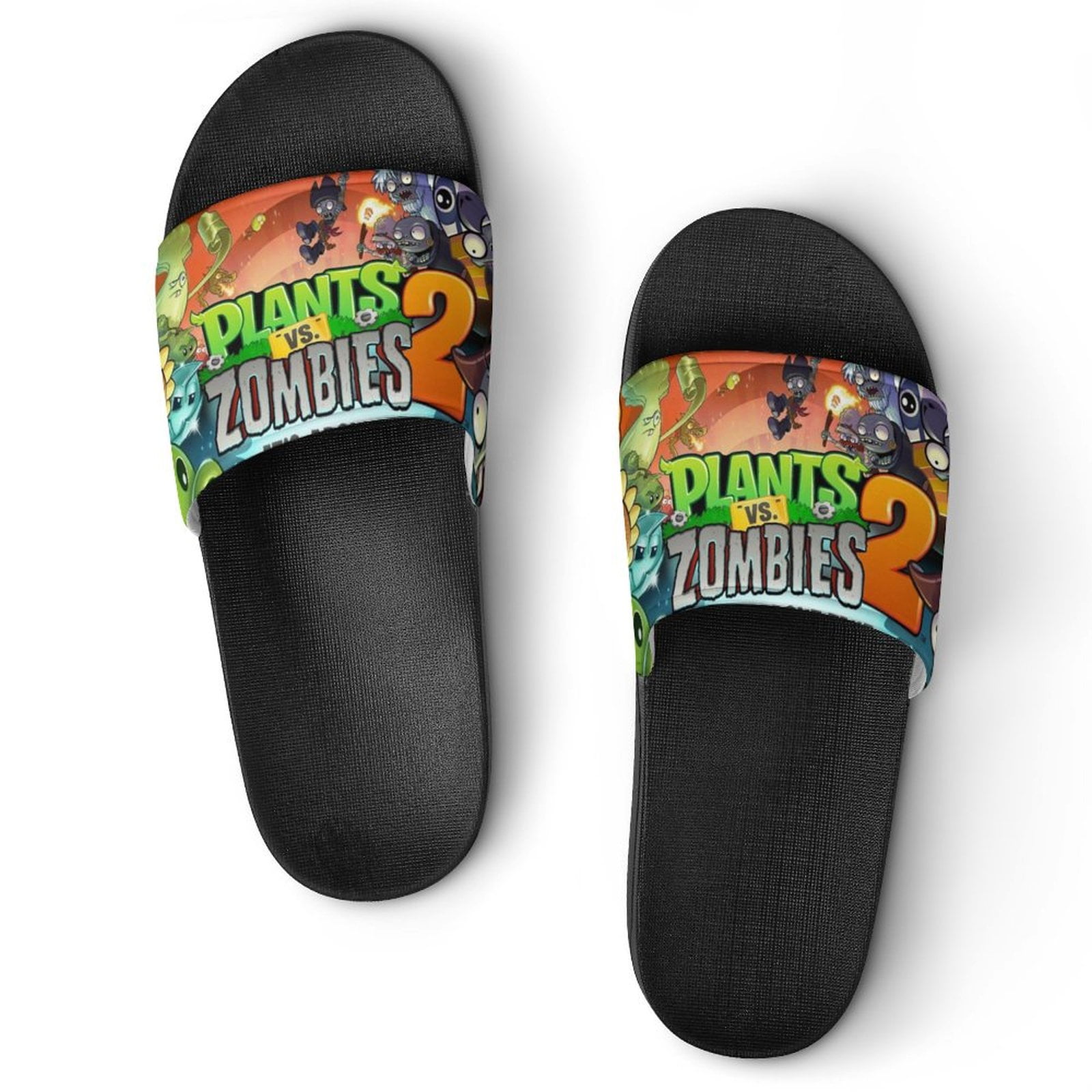 Plants Vs Zombies Boys Slide Sandals, Comfort Casual Pool Slide Outdoor ...