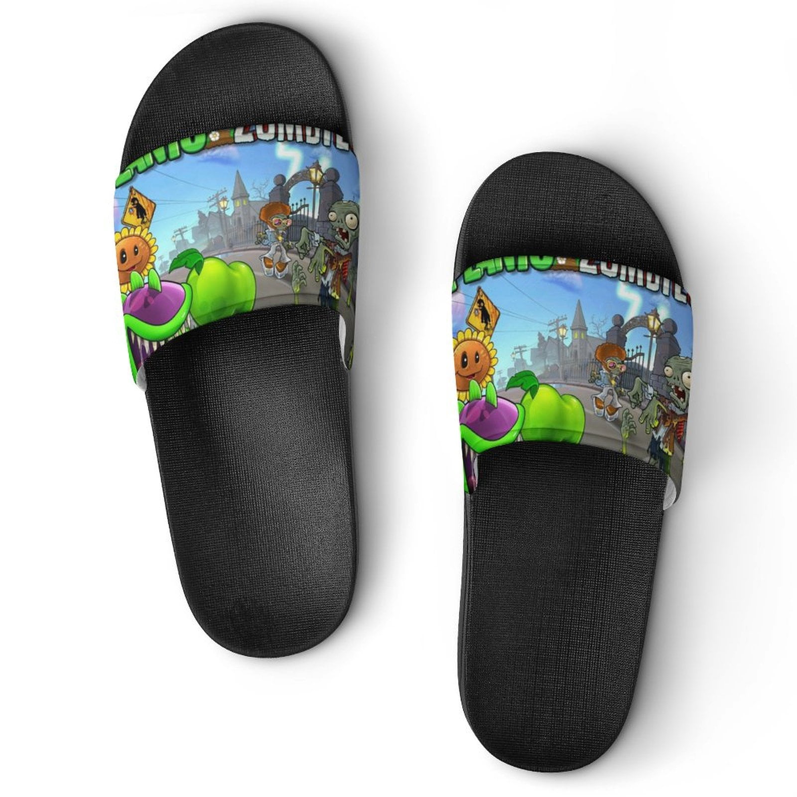 Plants Vs Zombies Boys Slide Sandals, Comfort Casual Pool Slide Outdoor ...