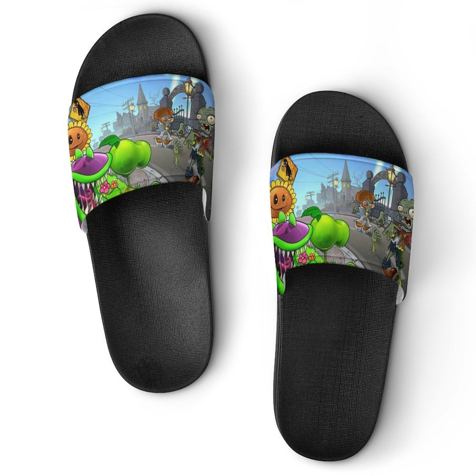 Plants Vs Zombies Boys Slide Sandals, Comfort Casual Pool Slide Outdoor ...