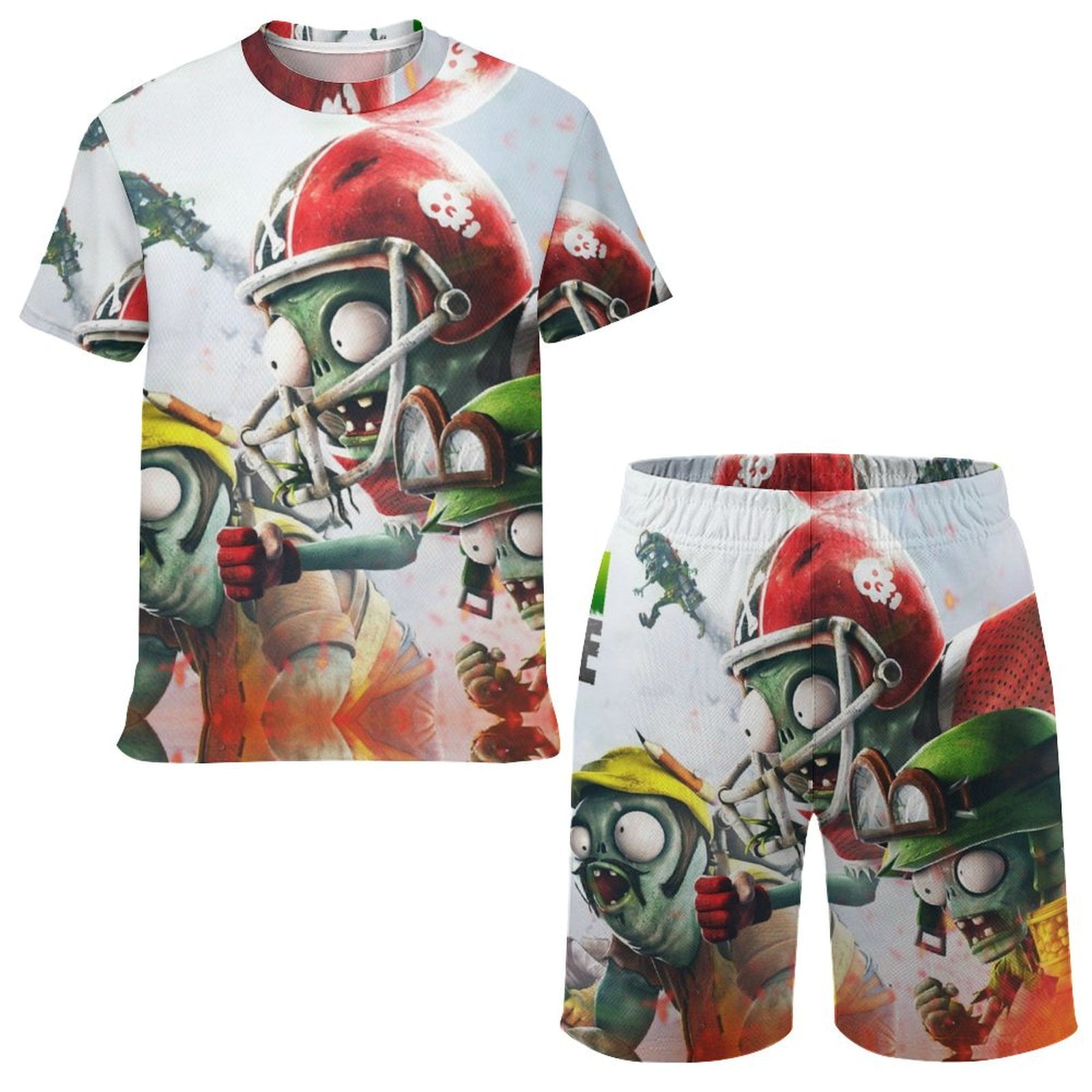 Plants Vs Zombies Boys T-Shirt And Shorts Outfit Set Athletic Short ...