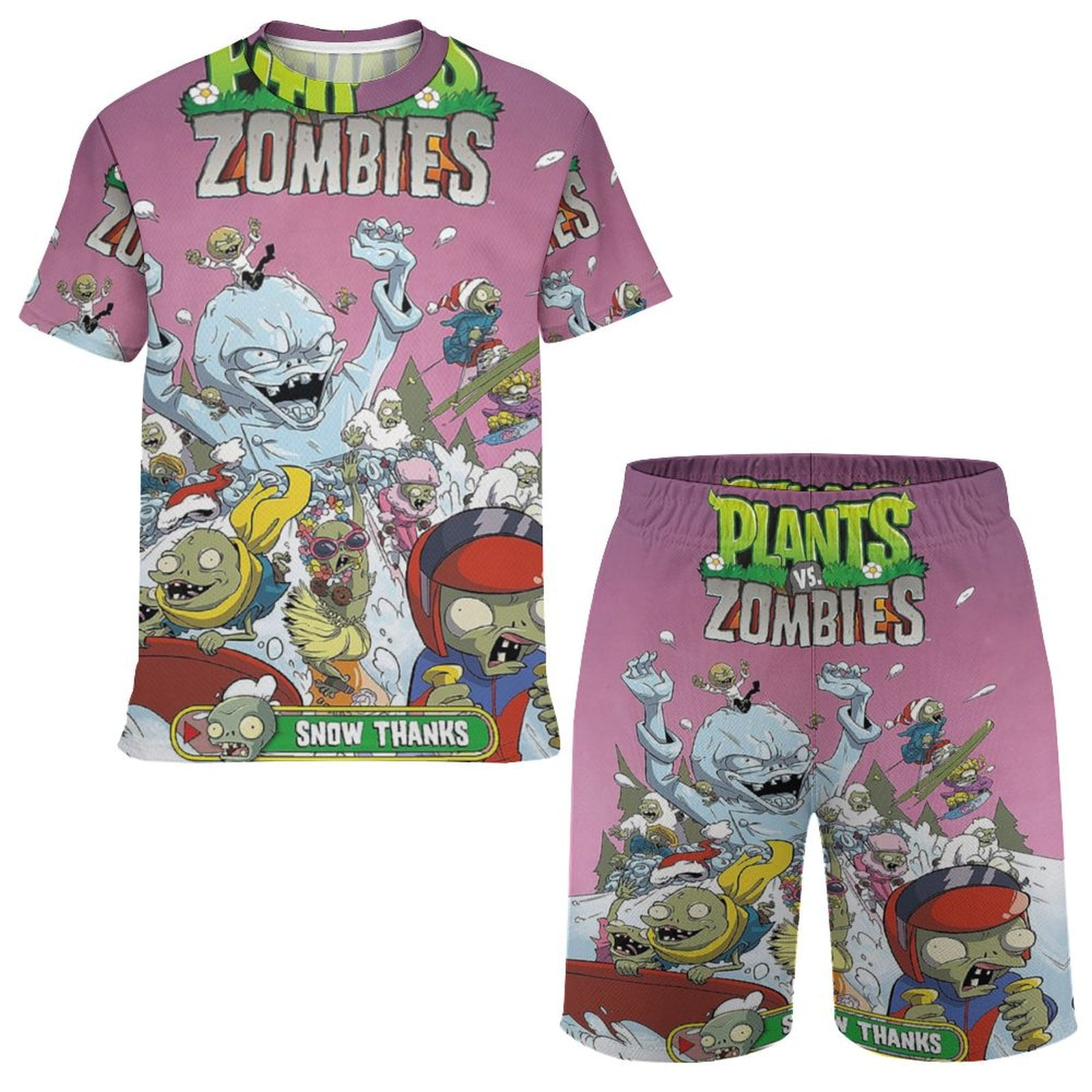 Plants Vs Zombies Boys T-Shirt And Shorts Outfit Set Athletic Short ...