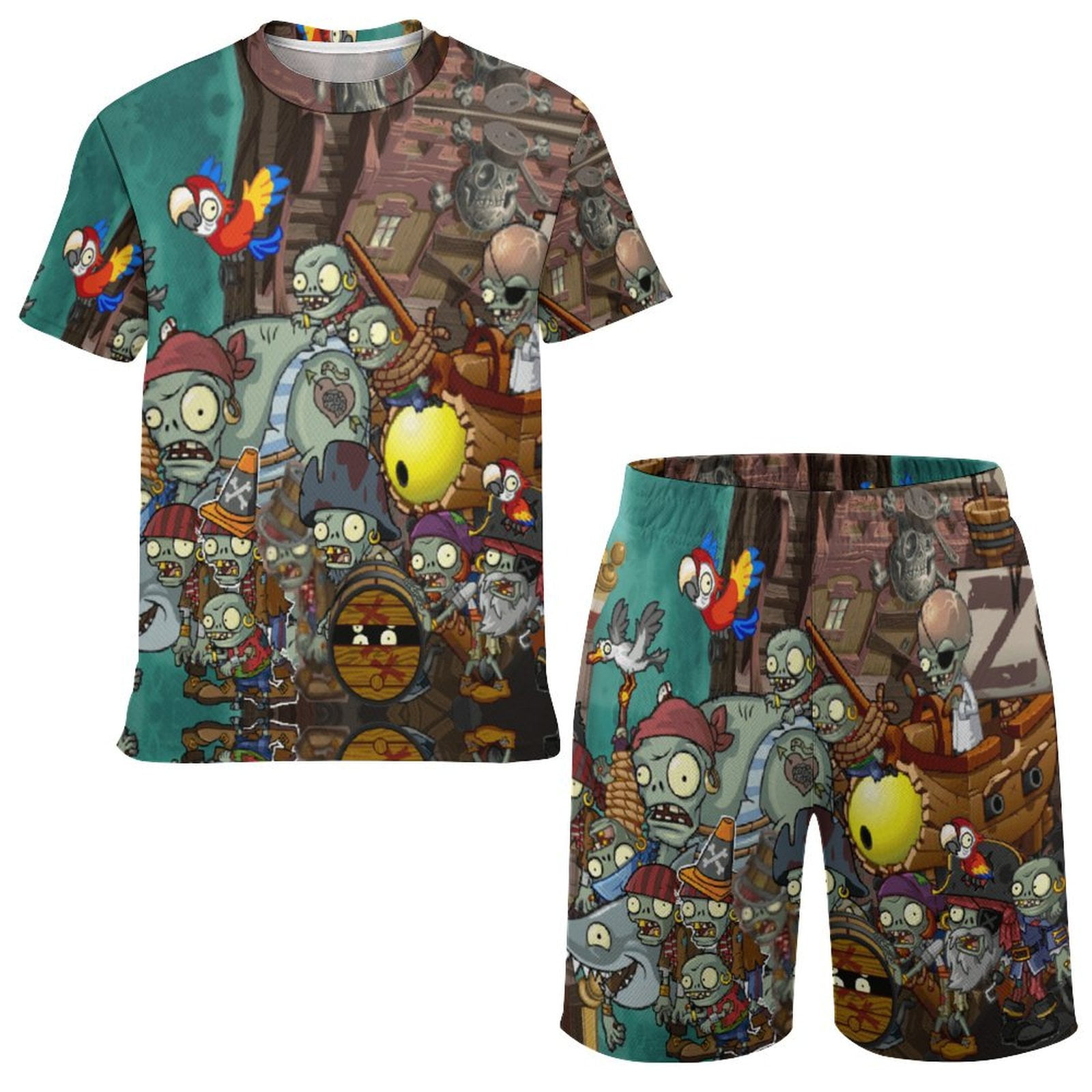 Plants Vs Zombies Boys T-Shirt And Shorts Outfit Set Athletic Short ...