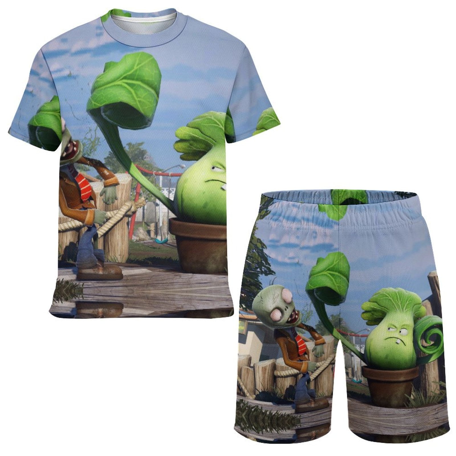 Plants Vs Zombies Boys T-Shirt And Shorts Outfit Set Athletic Short ...