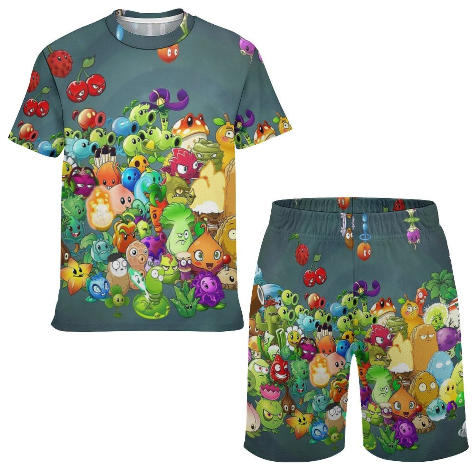 Plants Vs Zombies Boys T-Shirt And Shorts Outfit Set Athletic Short ...