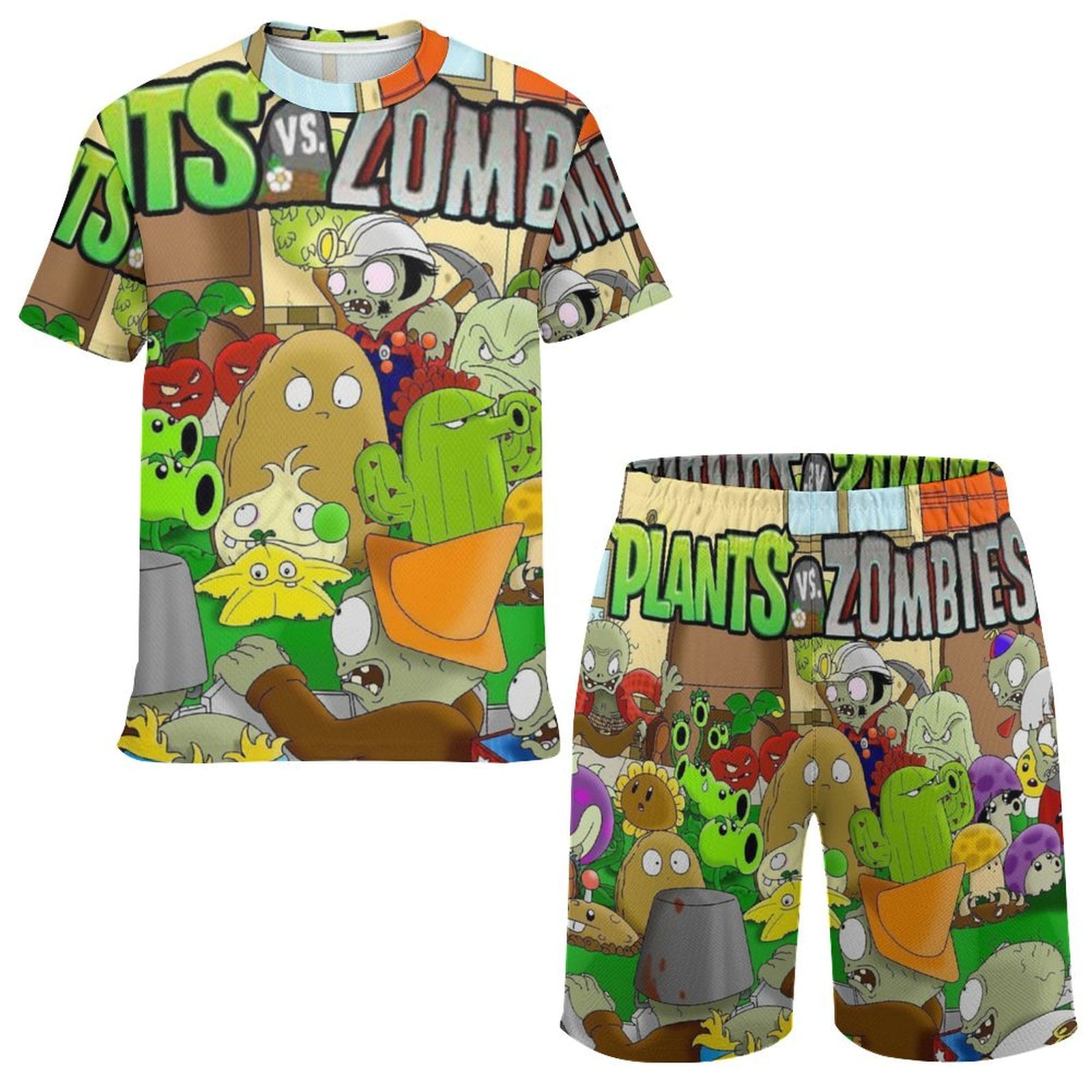 Plants Vs Zombies Boys T-Shirt And Shorts Outfit Set Athletic Short ...