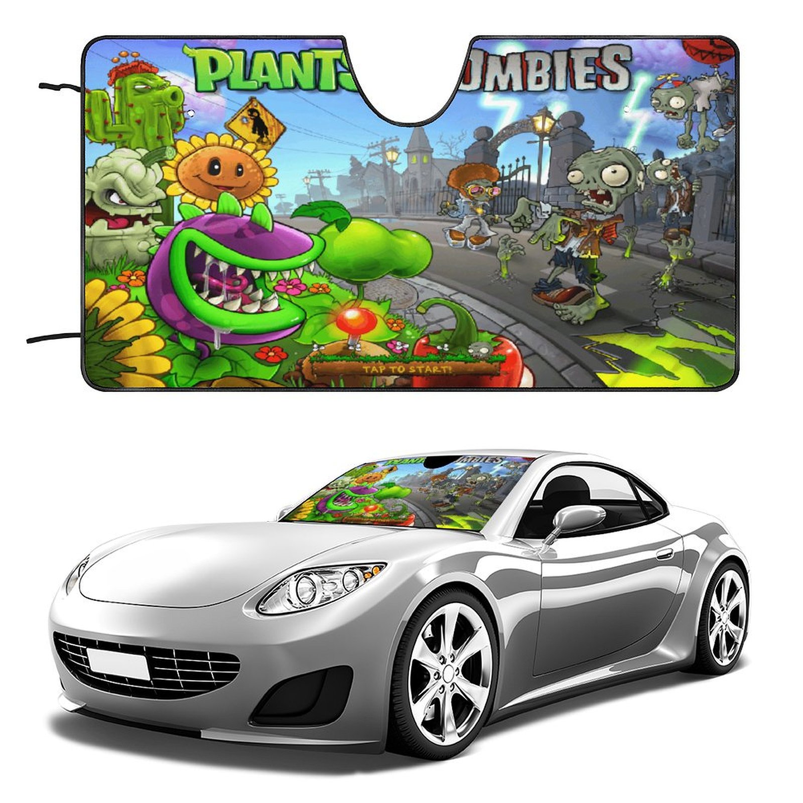 Plants Vs Zombies Car Windshield Sun Shade, Foldable Sun Shade for Car ...