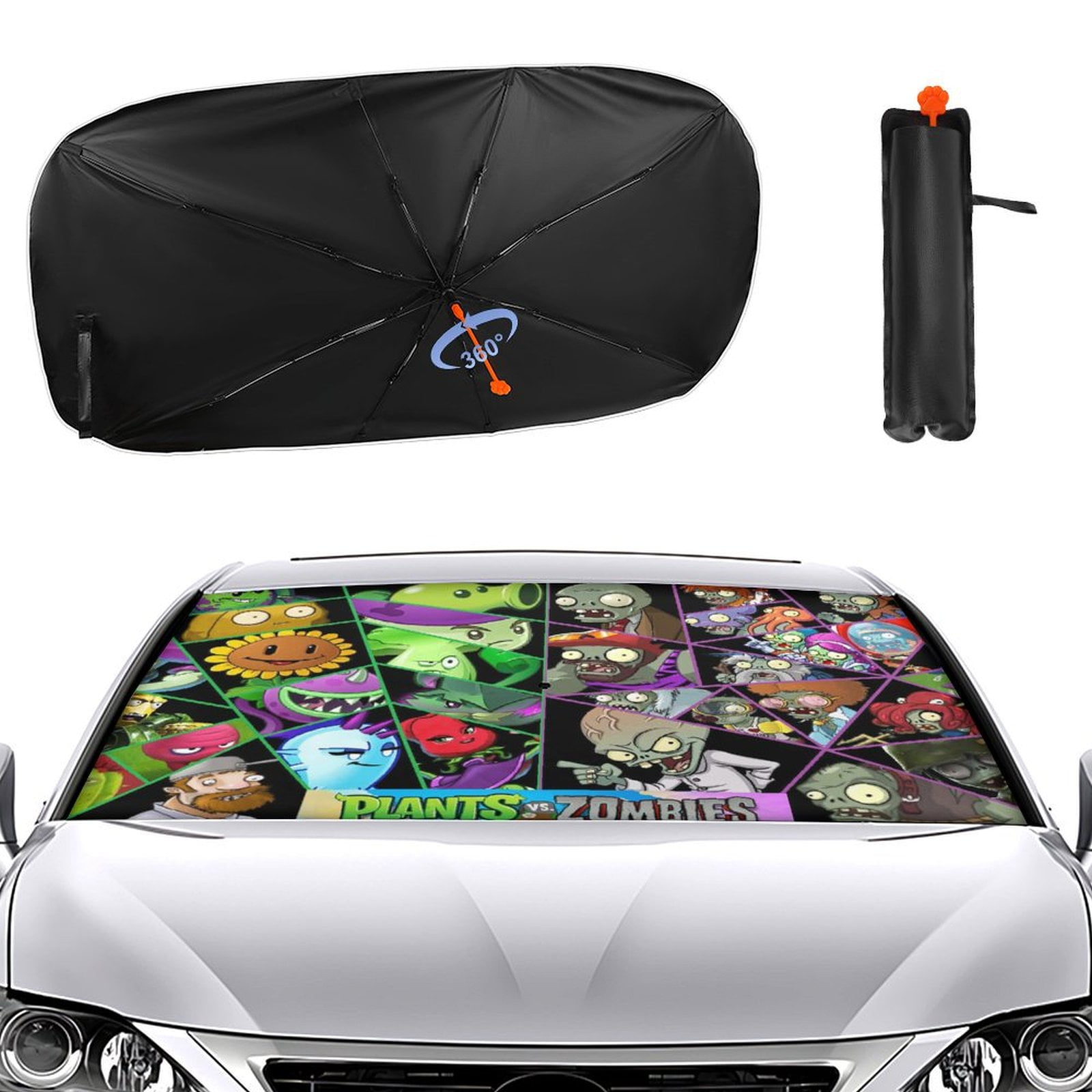 Plants Vs Zombies Car Windshield Sun Shade Umbrella, UV Protection ...