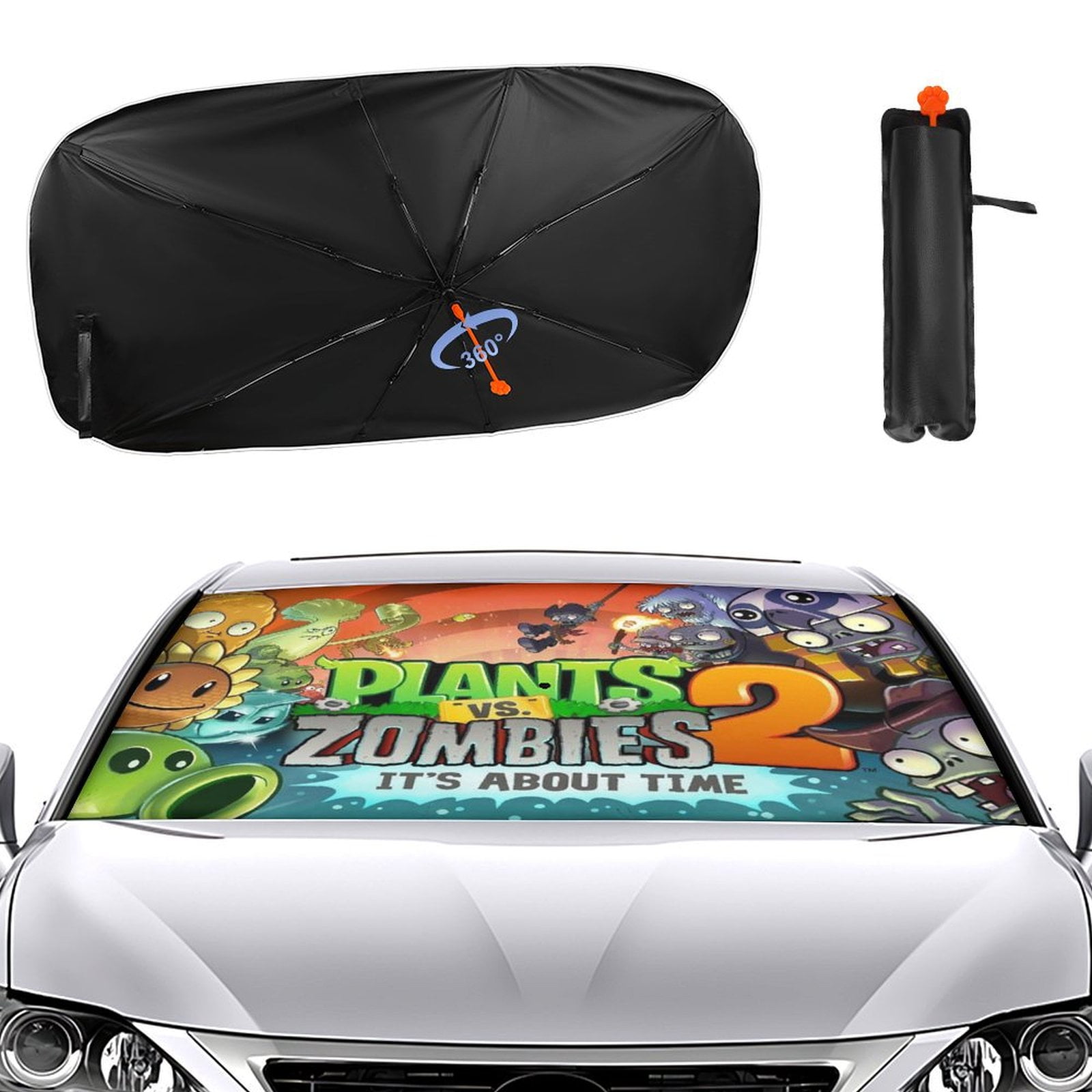 Plants Vs Zombies Car Windshield Sun Shade Umbrella, Windshield Sun ...