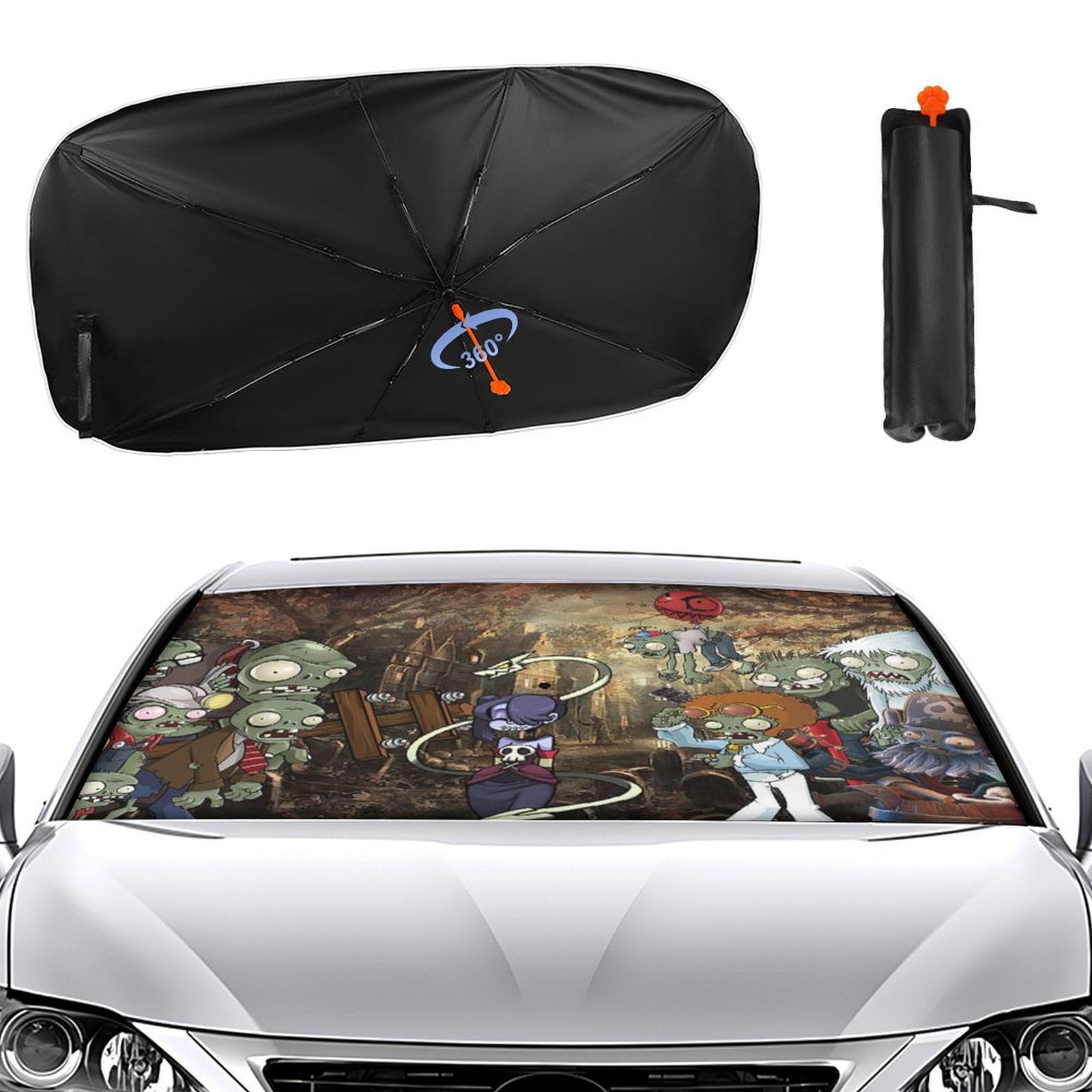 Plants Vs Zombies Car Windshield Sun Shade Umbrella, Windshield Sun ...