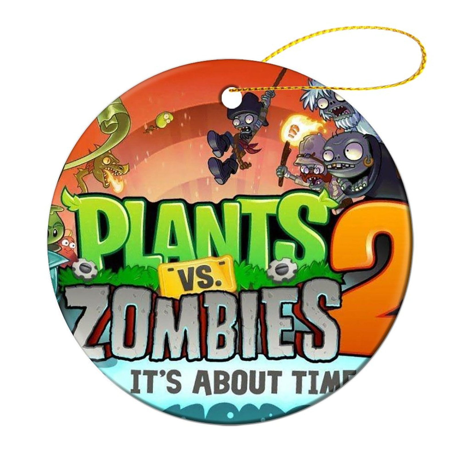 Plants Vs Zombies Christmas Ornament - Round Ceramic Decor - Christmas ...