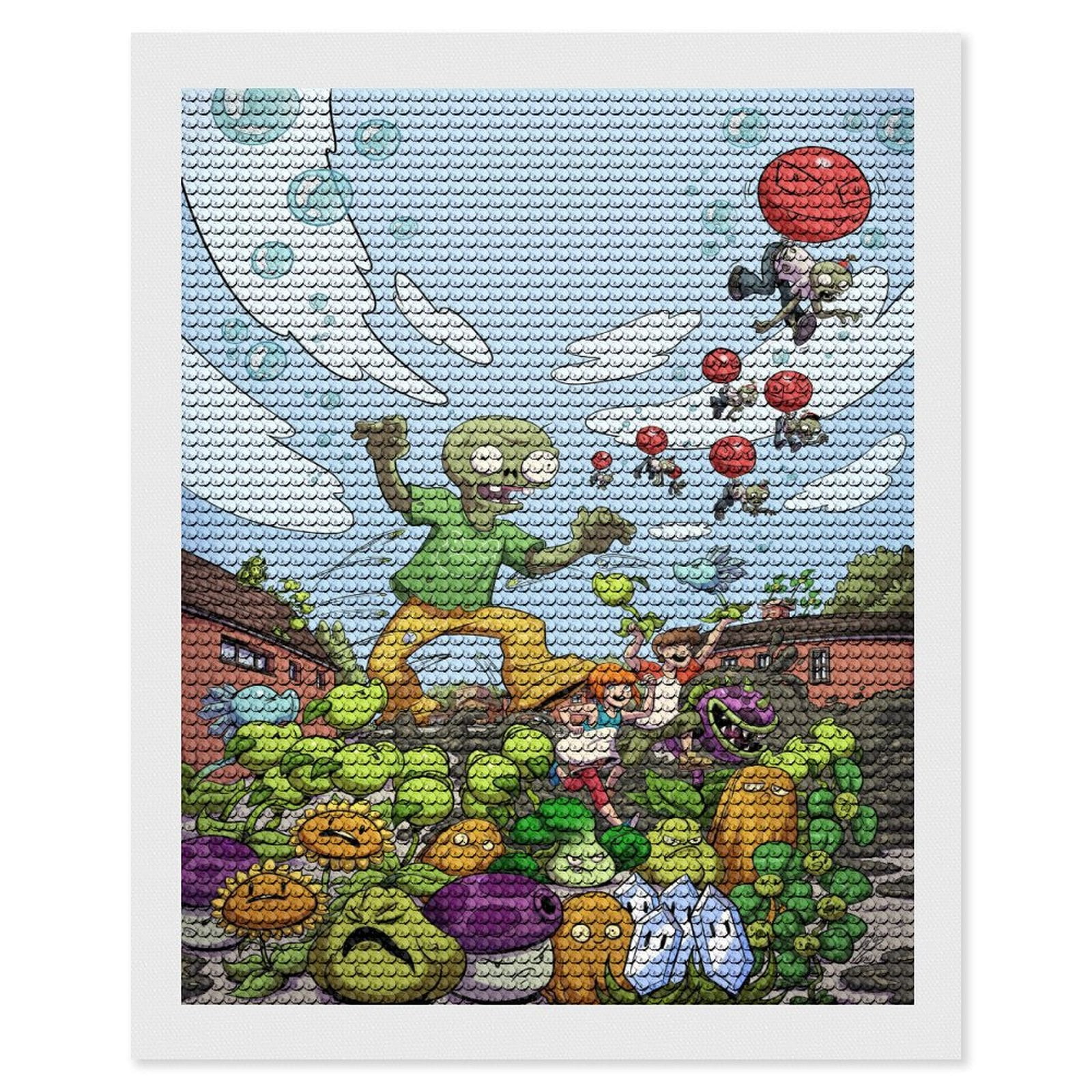 Plants Vs Zombies Diamond Art Kits for Adults Beginners Round 5D Paint ...