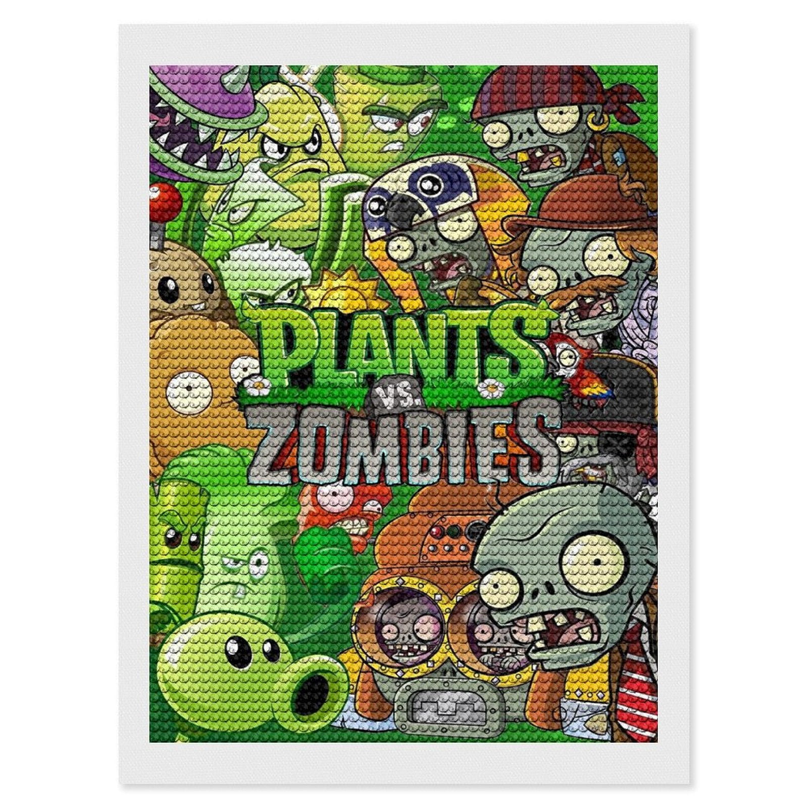 Plants Vs Zombies Diamond Art Kits for Adults Beginners Round 5D Paint ...