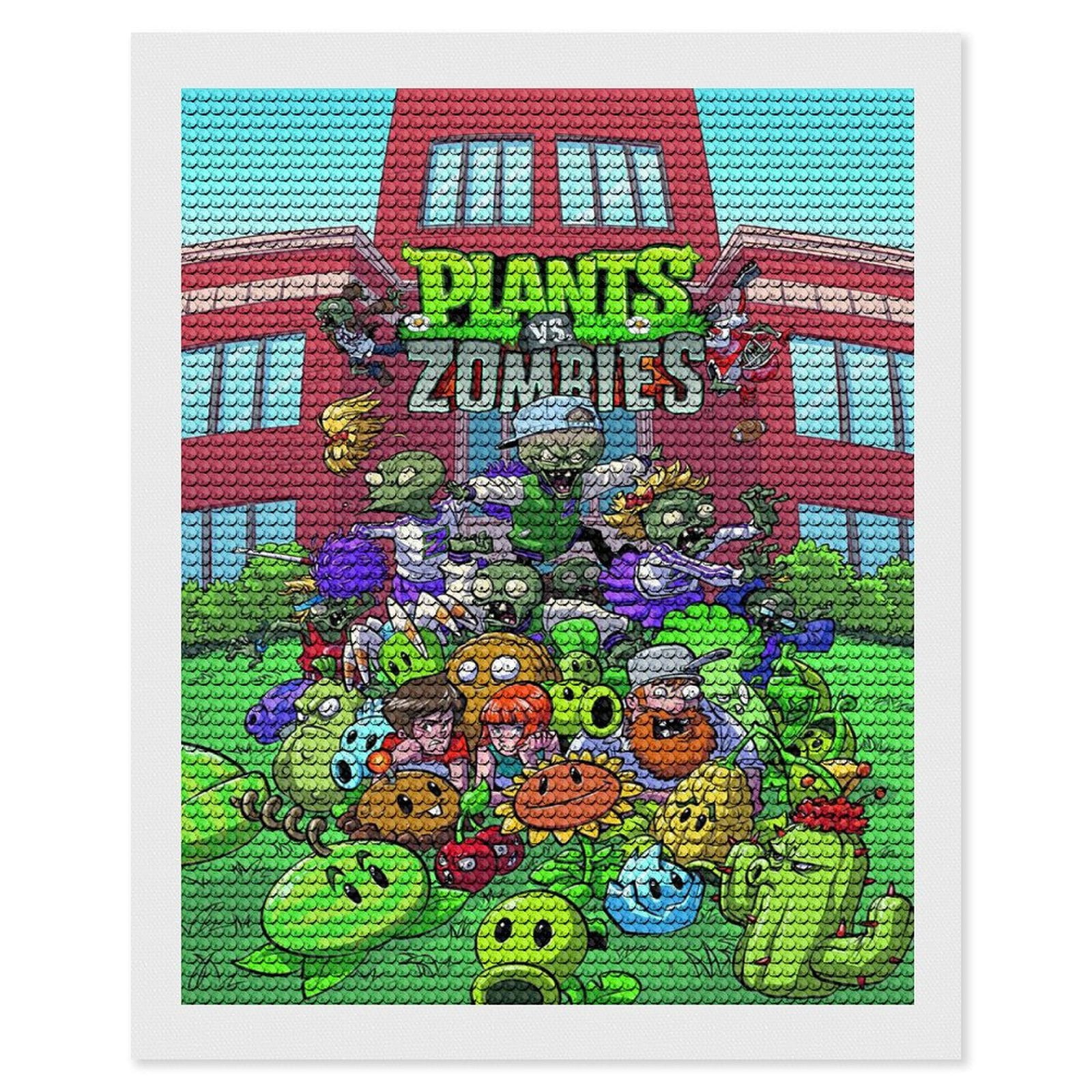 Plants Vs Zombies Diamond Art Kits for Adults Beginners Round 5D Paint ...
