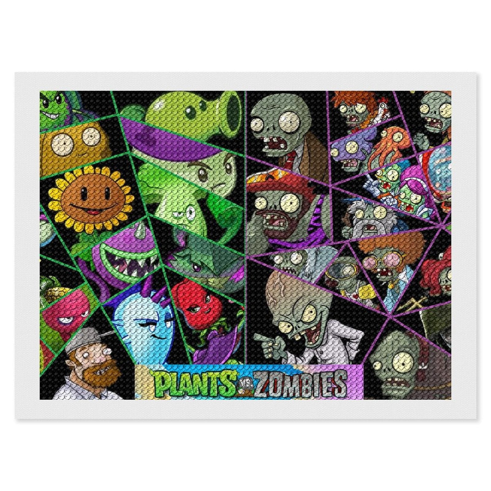 Plants Vs Zombies Diamond Art Kits for Adults Beginners Round 5D Paint ...