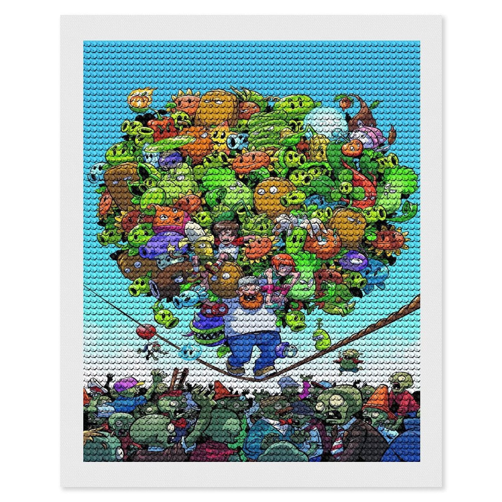 Plants Vs Zombies Diamond Art Kits for Adults Beginners Round 5D Paint ...