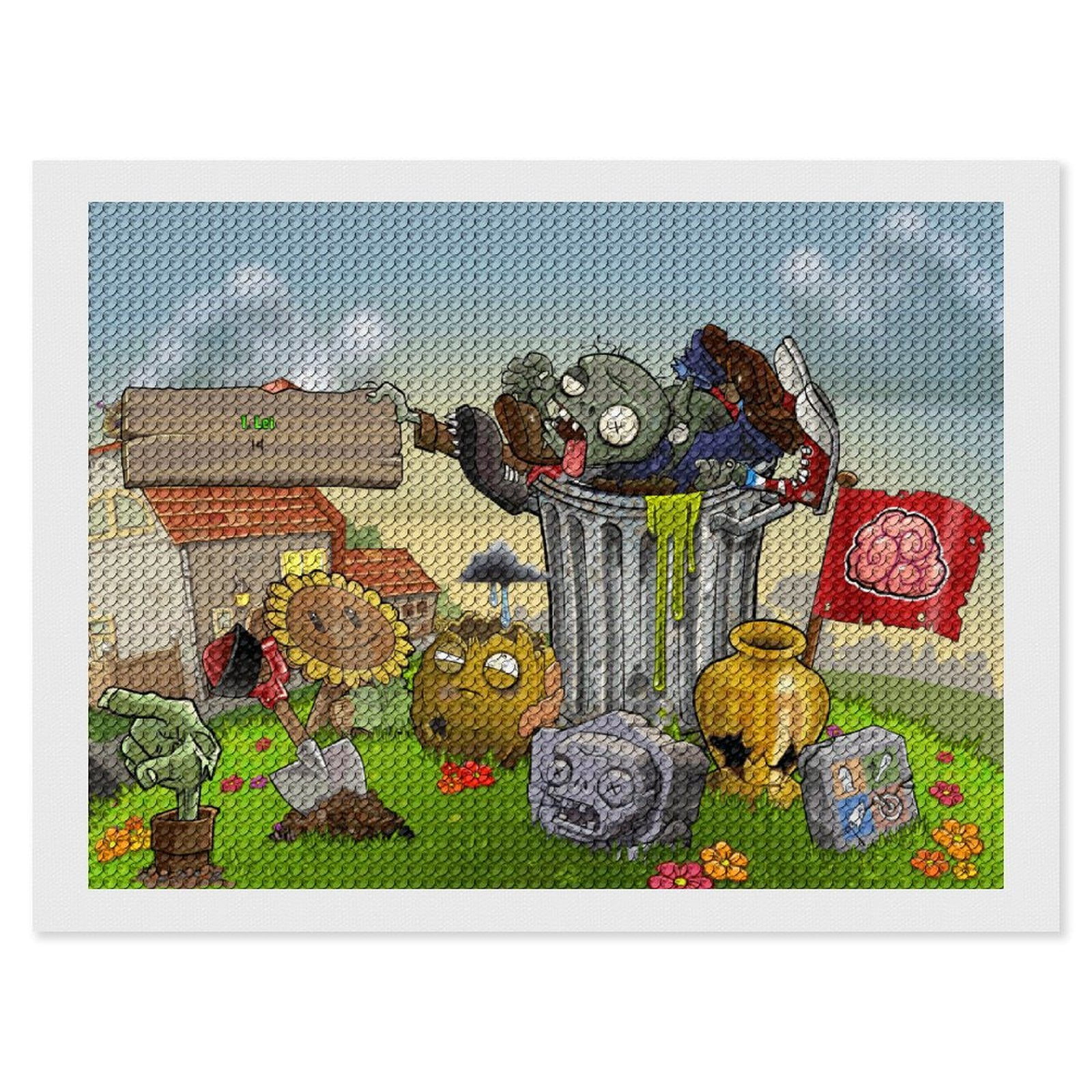 Plants Vs Zombies Diamond Art Kits for Adults Beginners Round 5D Paint ...