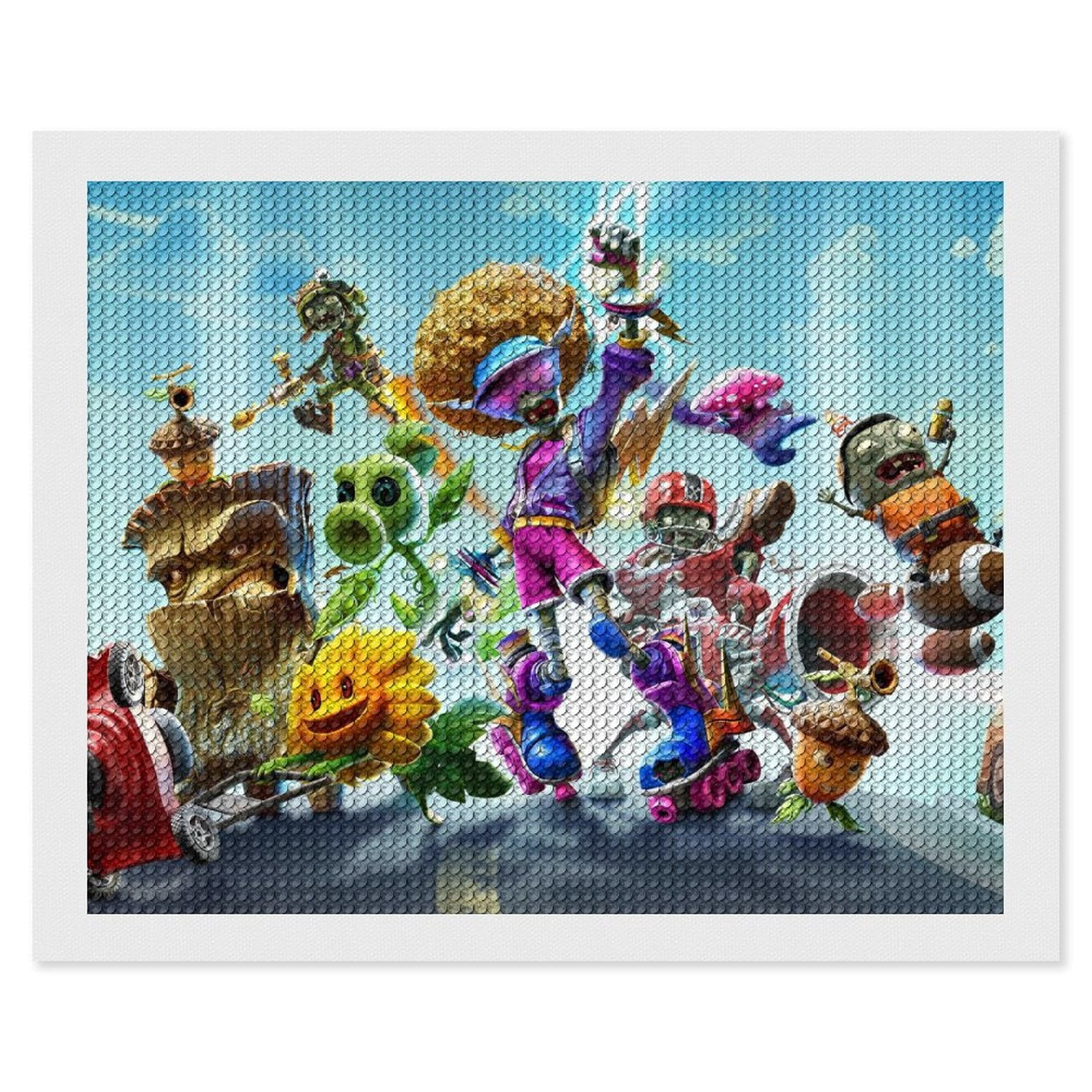 Plants Vs Zombies Diamond Art Kits for Adults Beginners Round 5D Paint ...