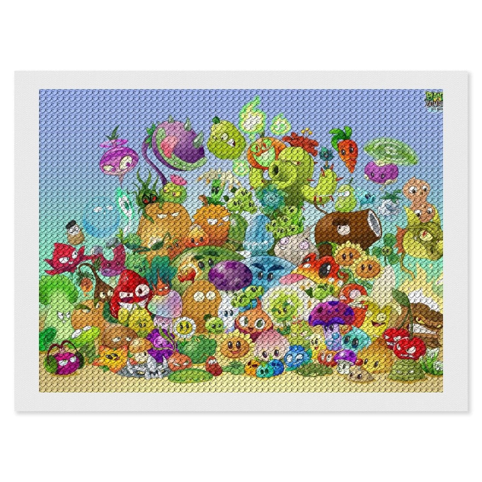 Plants Vs Zombies Diamond Art Kits for Adults Beginners Round 5D Paint ...