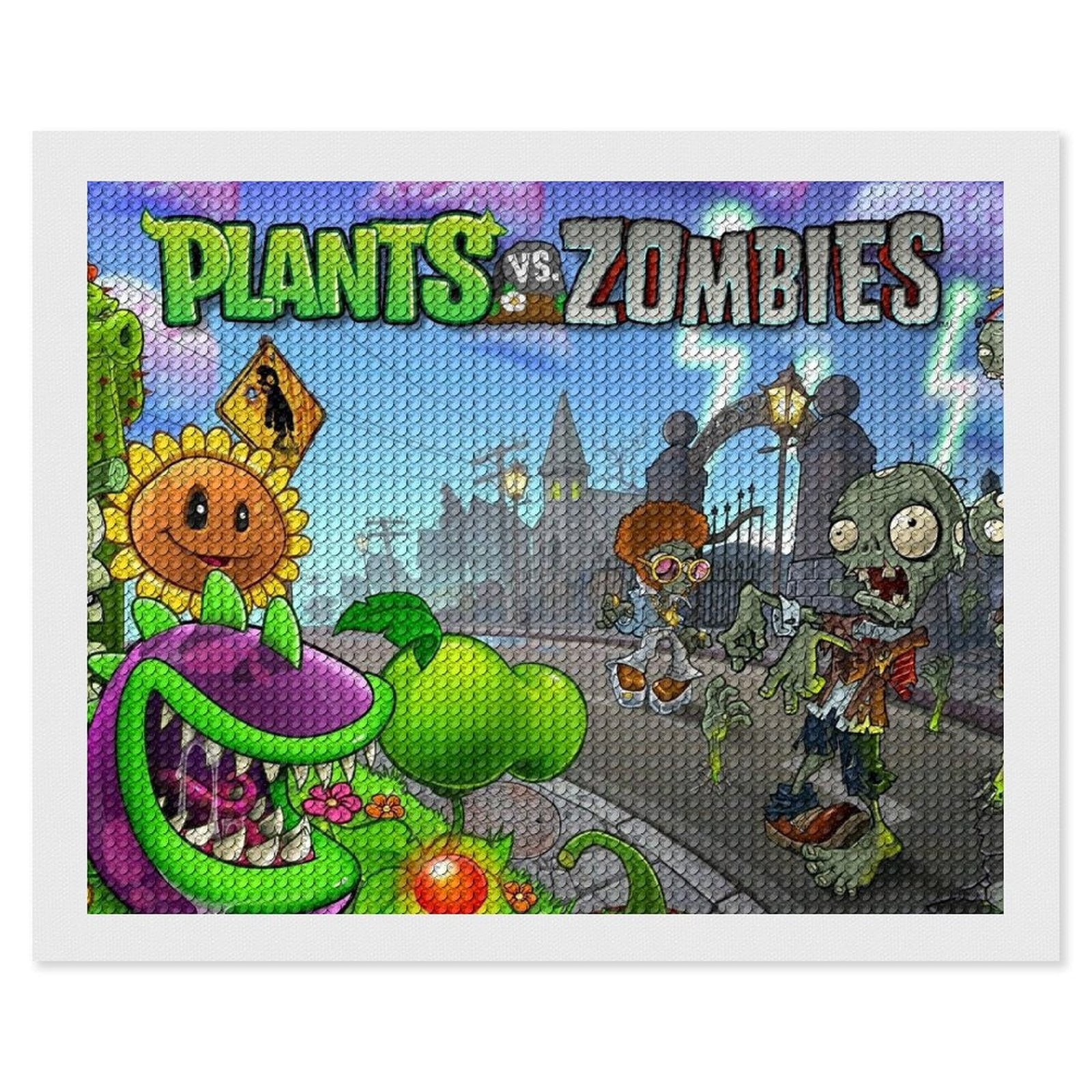 Plants Vs Zombies Diamond Art Kits for Adults Beginners Round 5D Paint ...