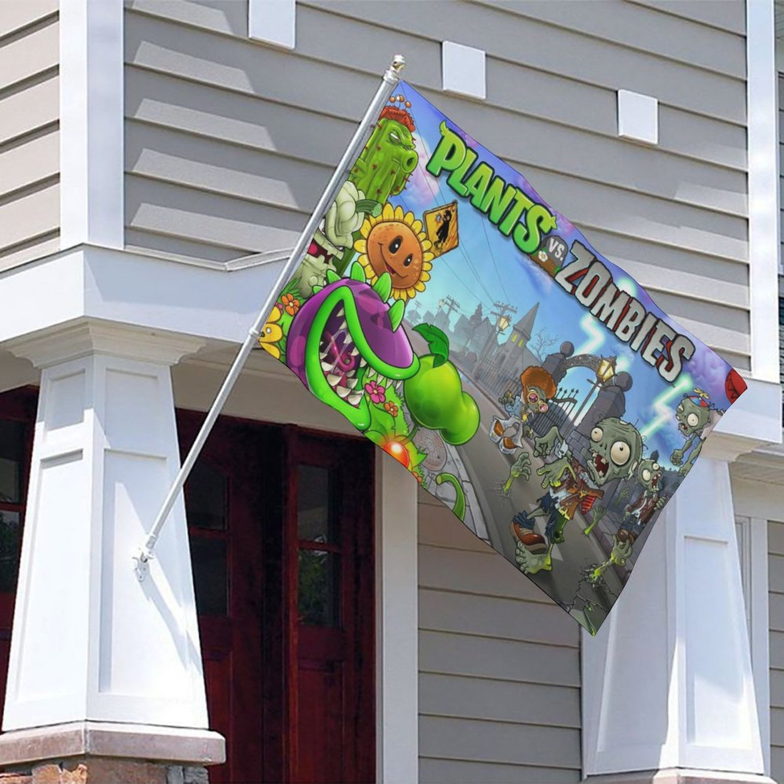 Plants Vs Zombies Garden Banner - Double-Sided House Outdoor Flag for ...