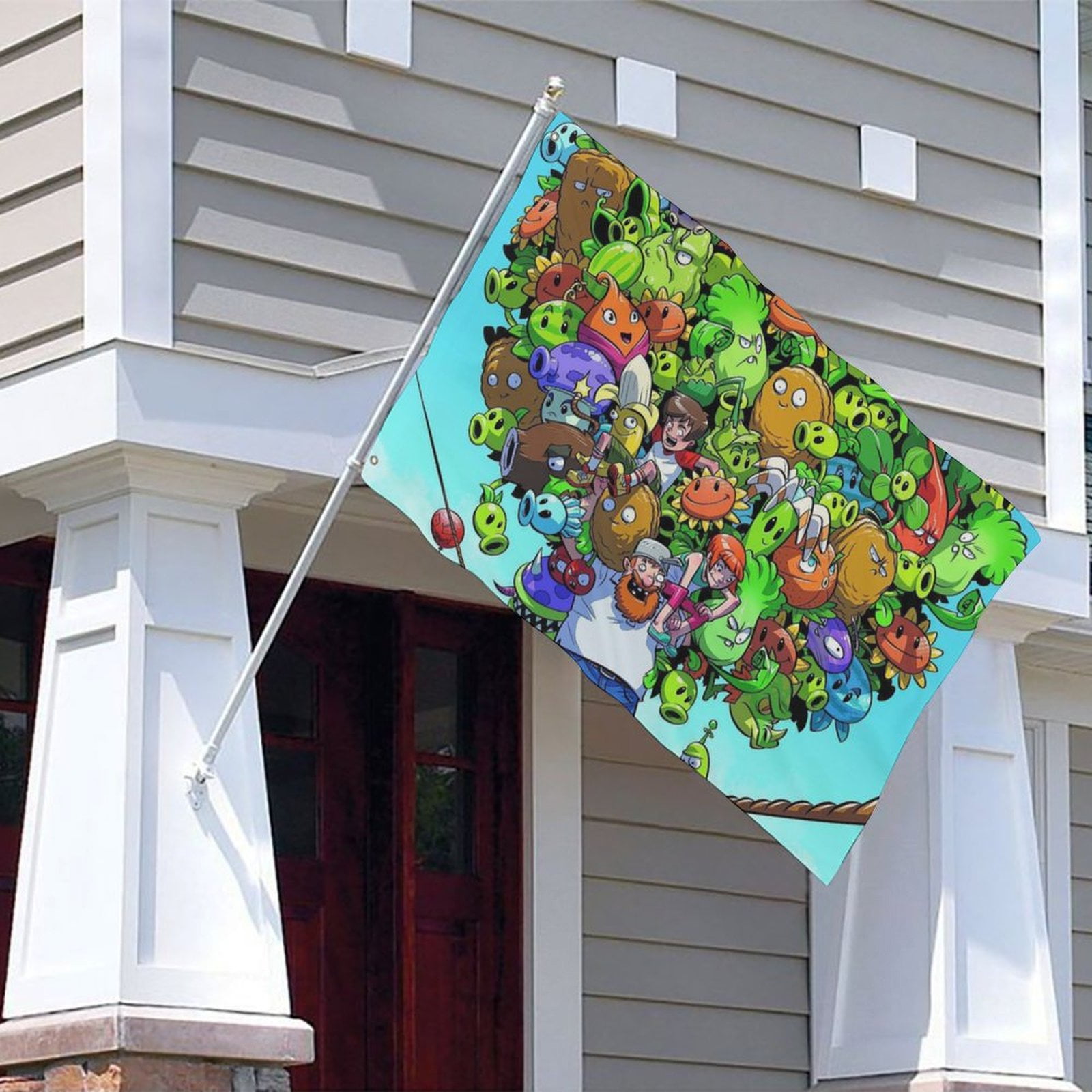 Plants Vs Zombies Garden Banner - Double-Sided House Outdoor Flag for ...