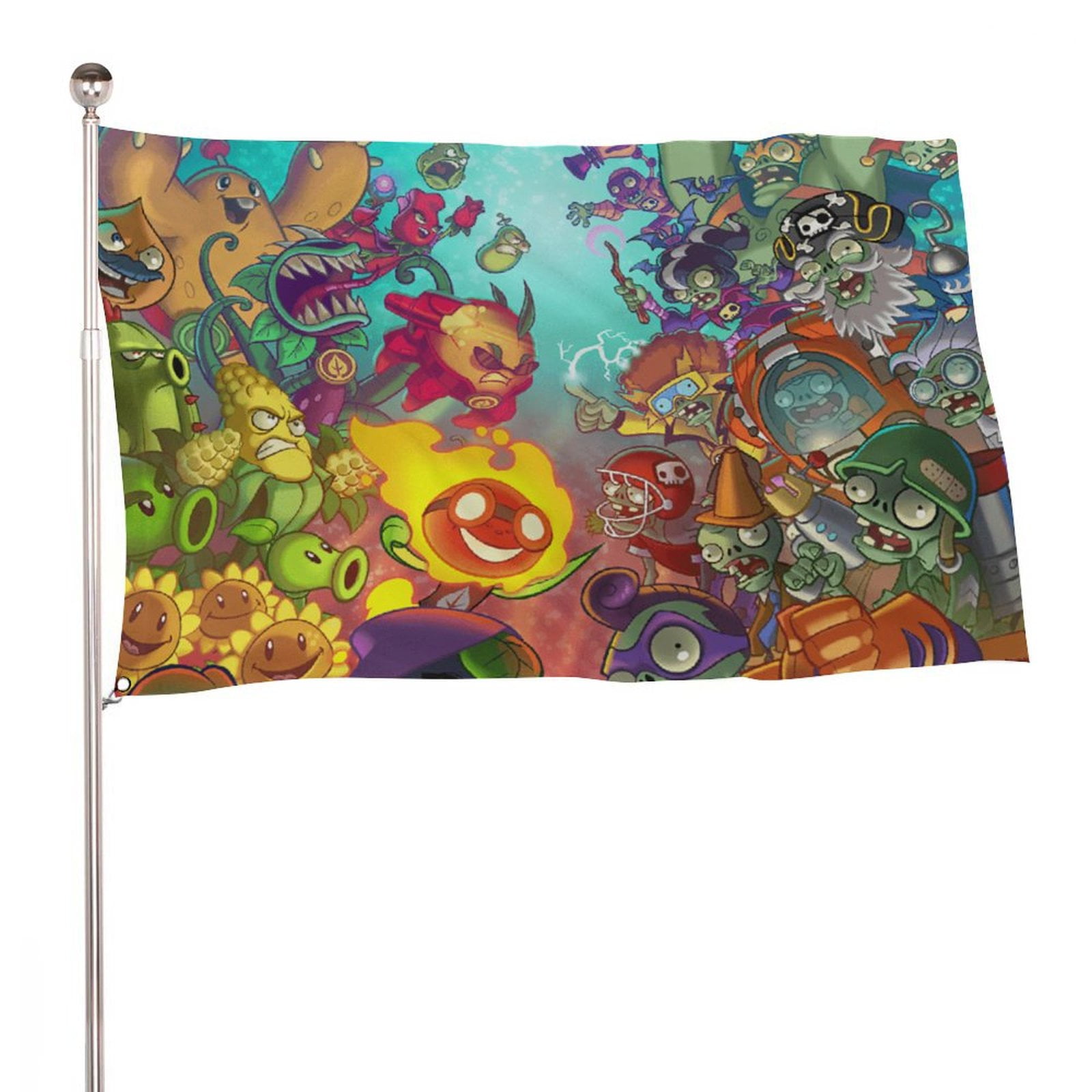 Plants Vs Zombies Garden Banner - Double-Sided House Outdoor Flag for ...