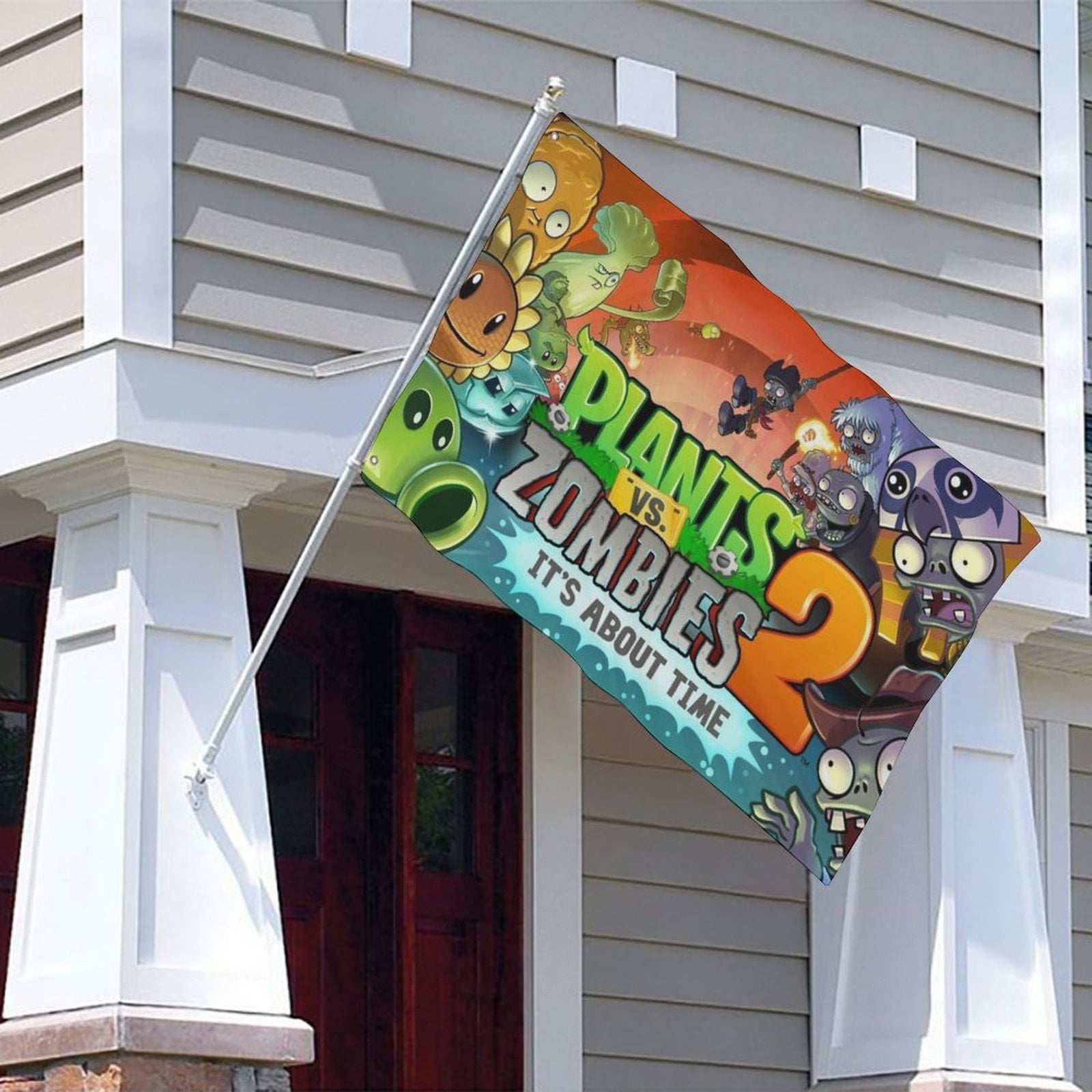 Plants Vs Zombies Garden Banner - Double-Sided House Outdoor Flag for ...