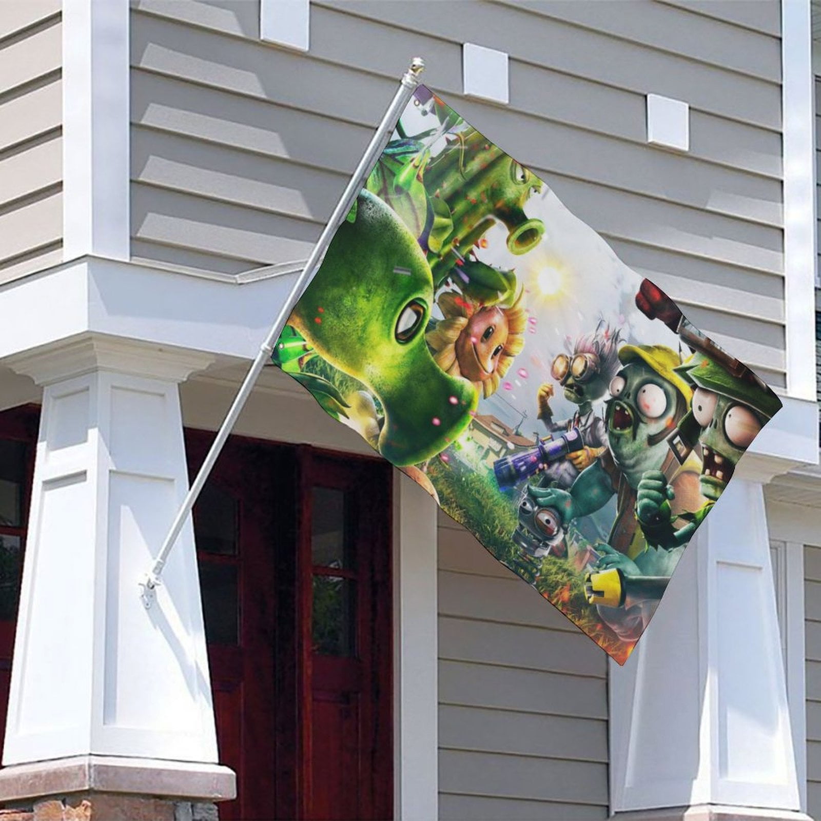 Plants Vs Zombies Garden Banner - Double-Sided House Outdoor Flag for ...