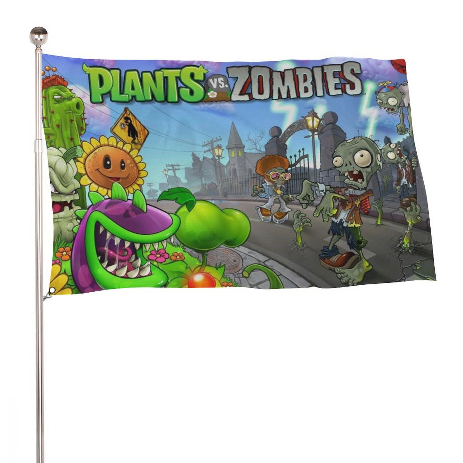 Plants Vs Zombies Garden Banner - House Outdoor Flag for Yard And Lawn ...