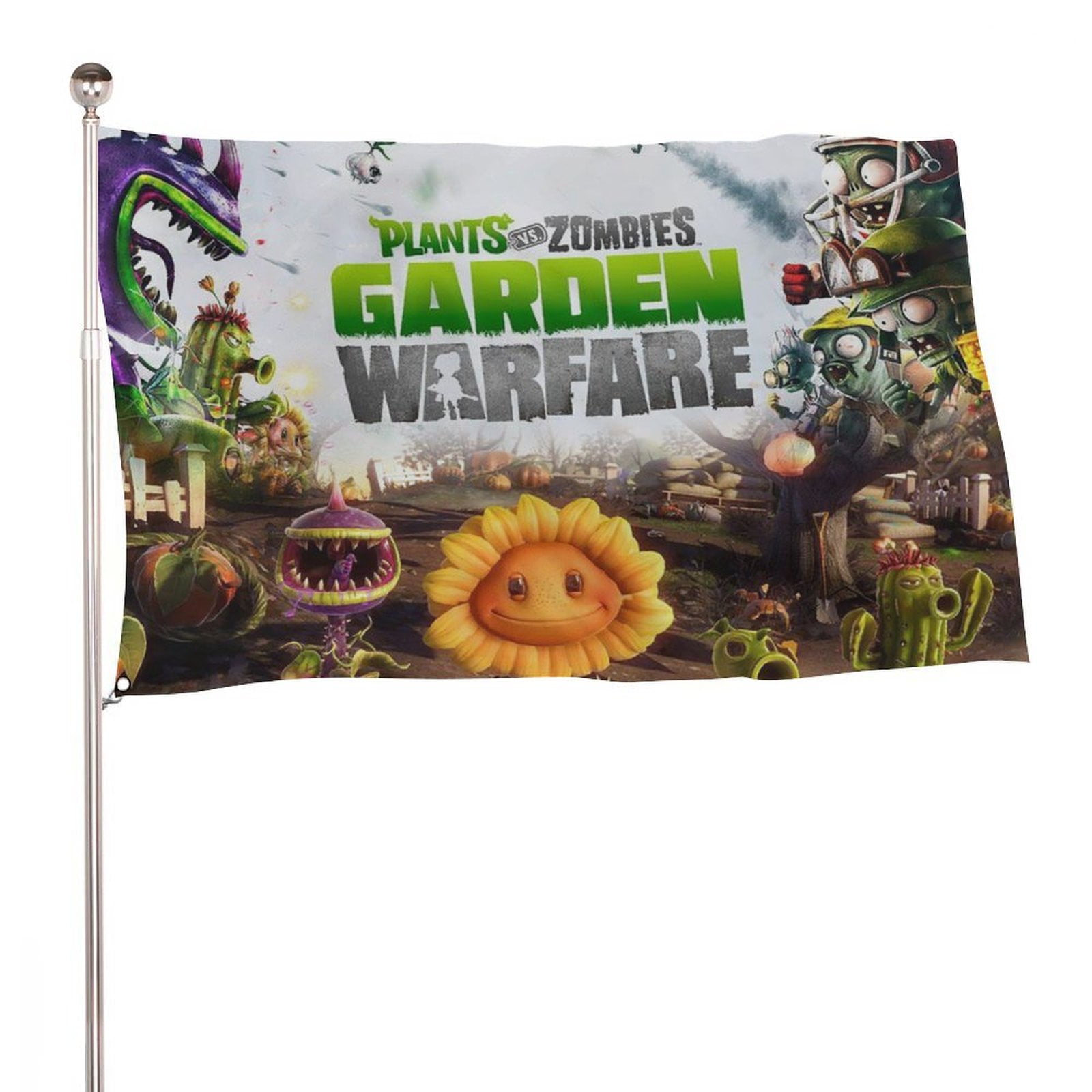 Plants Vs Zombies Garden Banner - House Outdoor Flag for Yard And Lawn ...