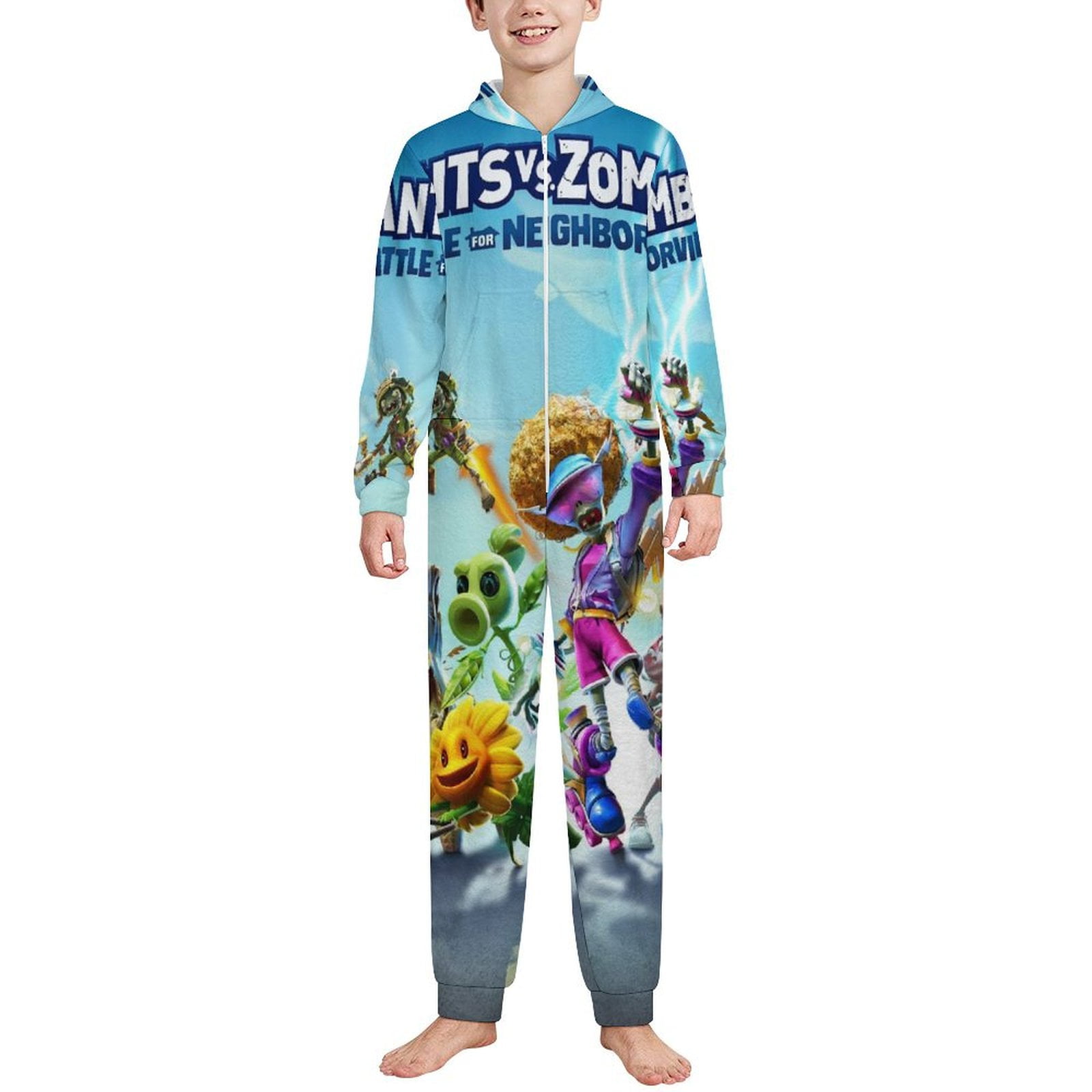 Plants Vs Zombies Kids Union Suit One Piece Pajama Onesie Sleepwear for ...