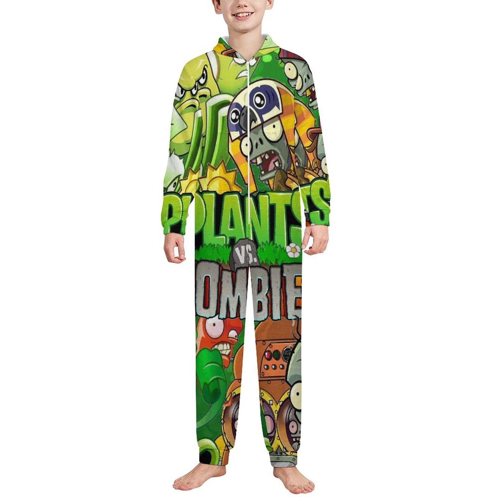 Plants Vs Zombies Kids Union Suit One Piece Pajama Onesie Sleepwear for ...