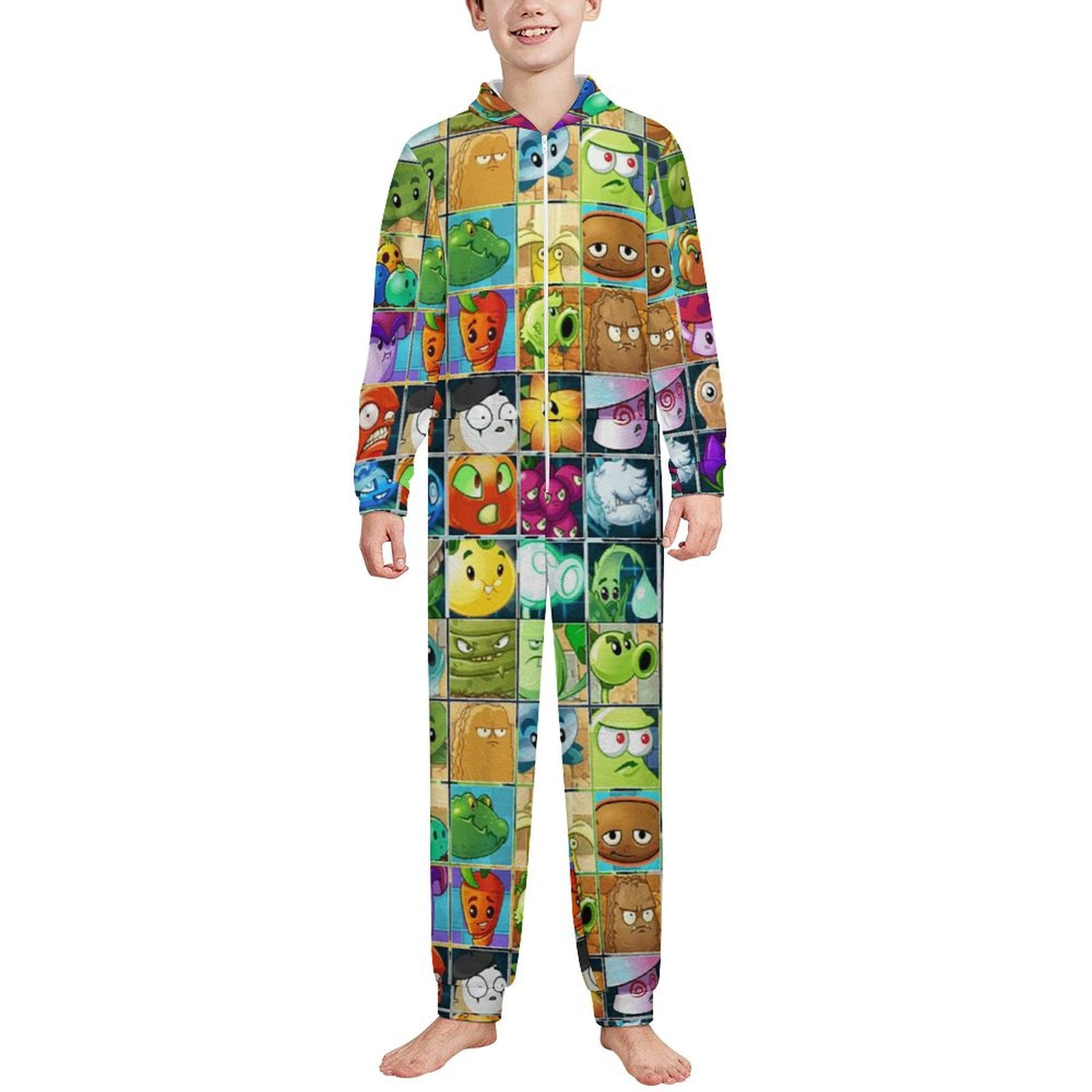 Plants Vs Zombies Kids Union Suit One Piece Pajama Onesie Sleepwear for ...