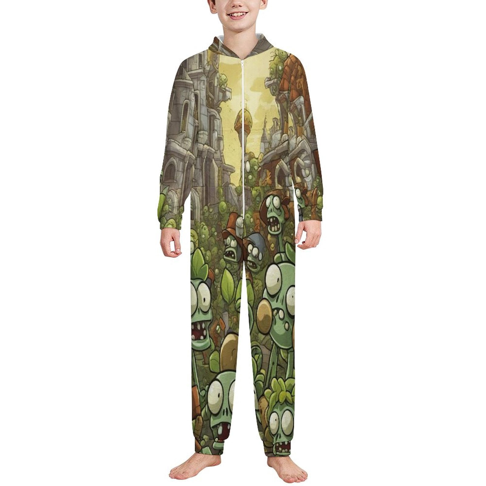 Plants Vs Zombies Kids Union Suit One Piece Pajama Onesie Sleepwear for ...