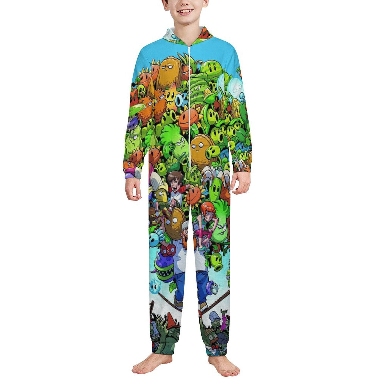 Plants Vs Zombies Kids Union Suit One Piece Pajama Onesie Sleepwear for ...