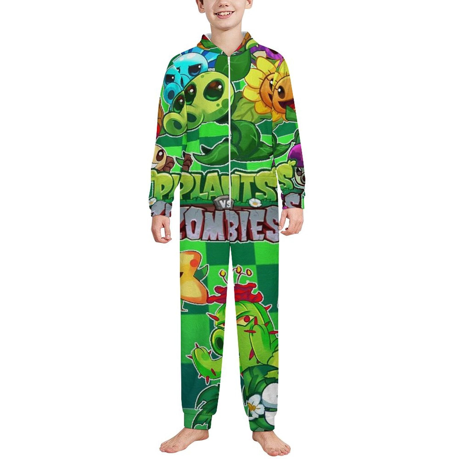 Plants Vs Zombies Kids Union Suit One Piece Pajama Onesie Sleepwear for ...