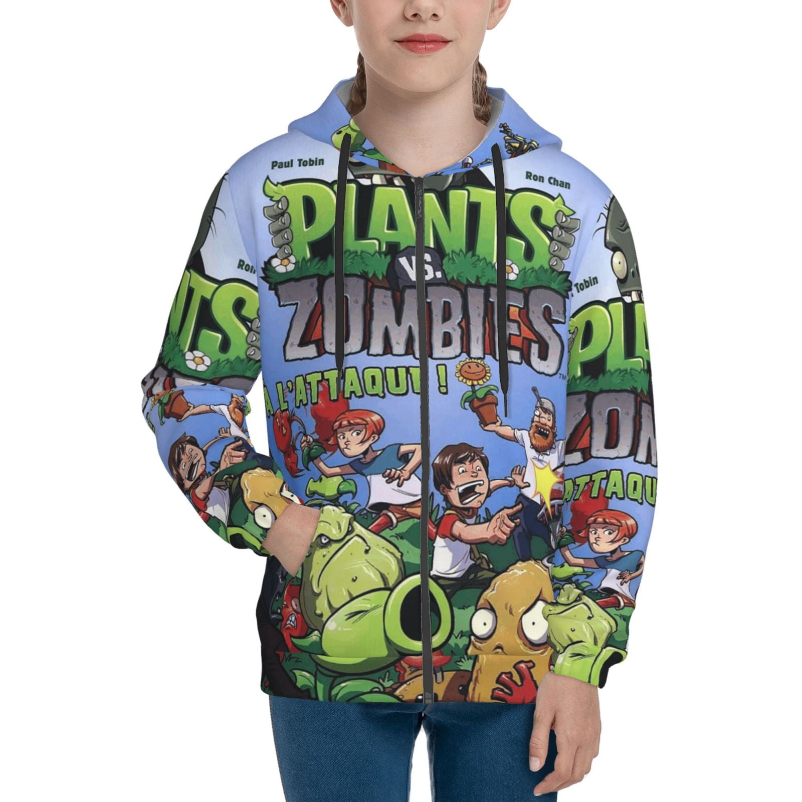 Plants Vs Zombies Kids Zip-Up Hoodie 3d Print Hooded Sweatshirt With ...