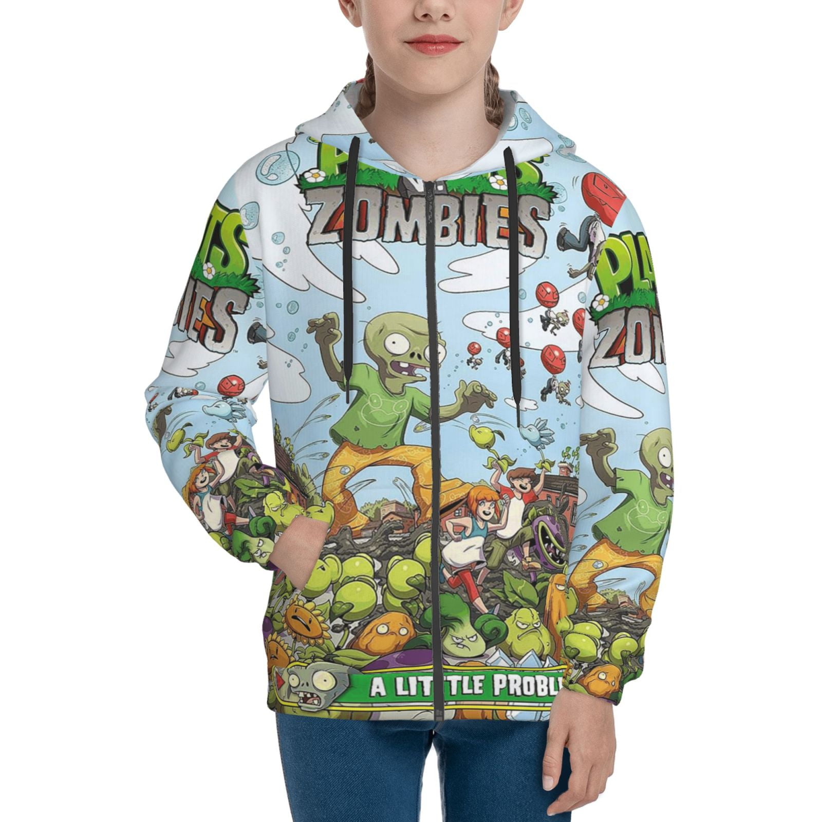 Plants Vs Zombies Kids Zip-Up Hoodie 3d Print Hooded Sweatshirt With ...