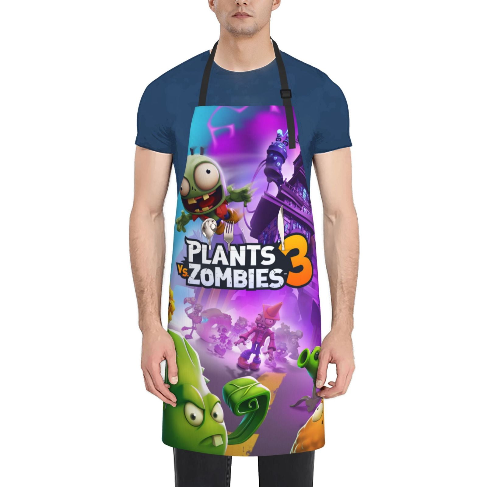 Plants Vs Zombies Kitchen Cooking Aprons, Adjustable Bib Soft Chef ...