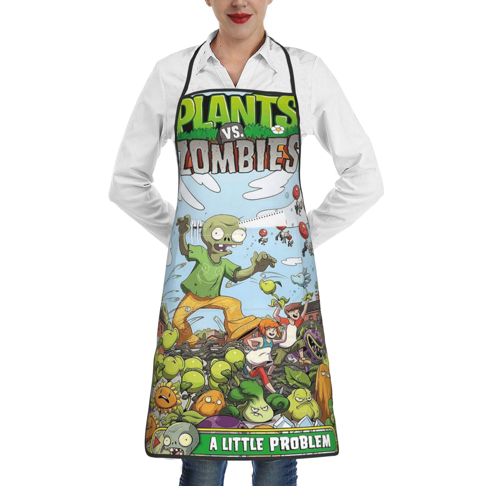 Plants Vs Zombies Kitchen Cooking Aprons, Adjustable Bib Soft Chef ...