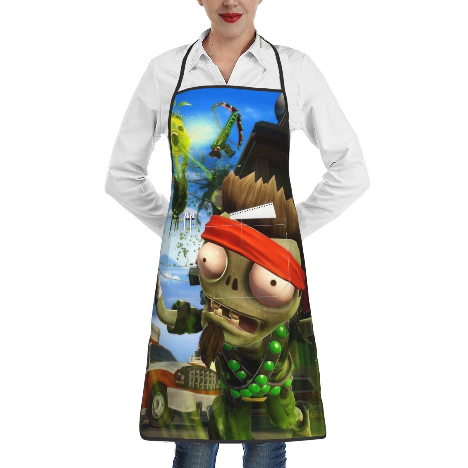 Plants Vs Zombies Kitchen Cooking Aprons, Adjustable Bib Soft Chef ...