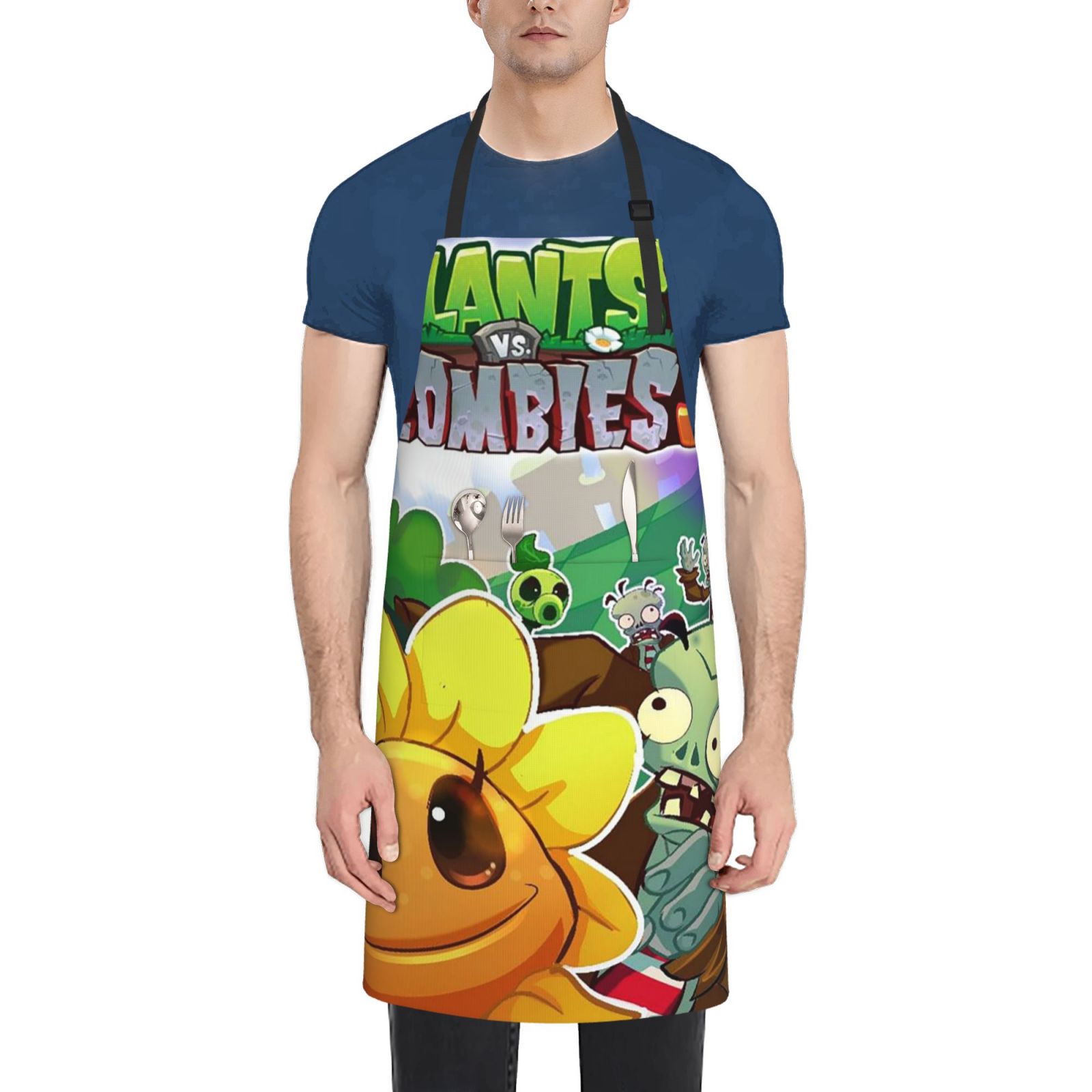 Plants Vs Zombies Kitchen Cooking Aprons, Adjustable Bib Soft Chef ...
