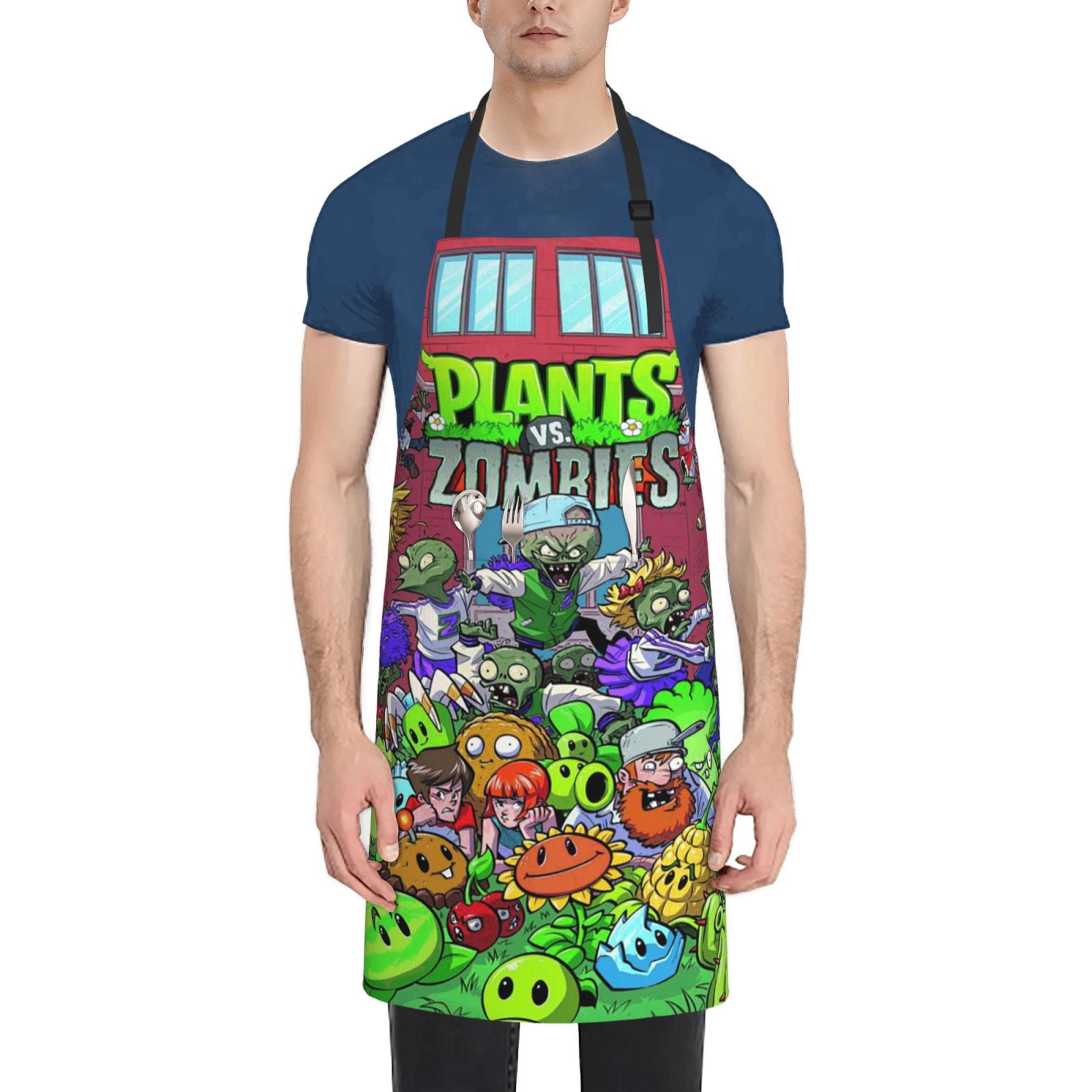 Plants Vs Zombies Kitchen Cooking Aprons, Adjustable Bib Soft Chef ...