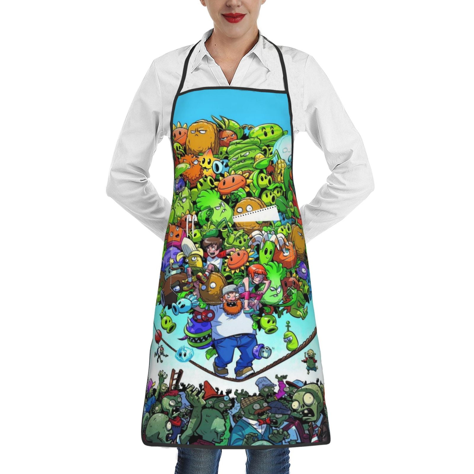 Plants Vs Zombies Kitchen Cooking Aprons, Adjustable Bib Soft Chef ...