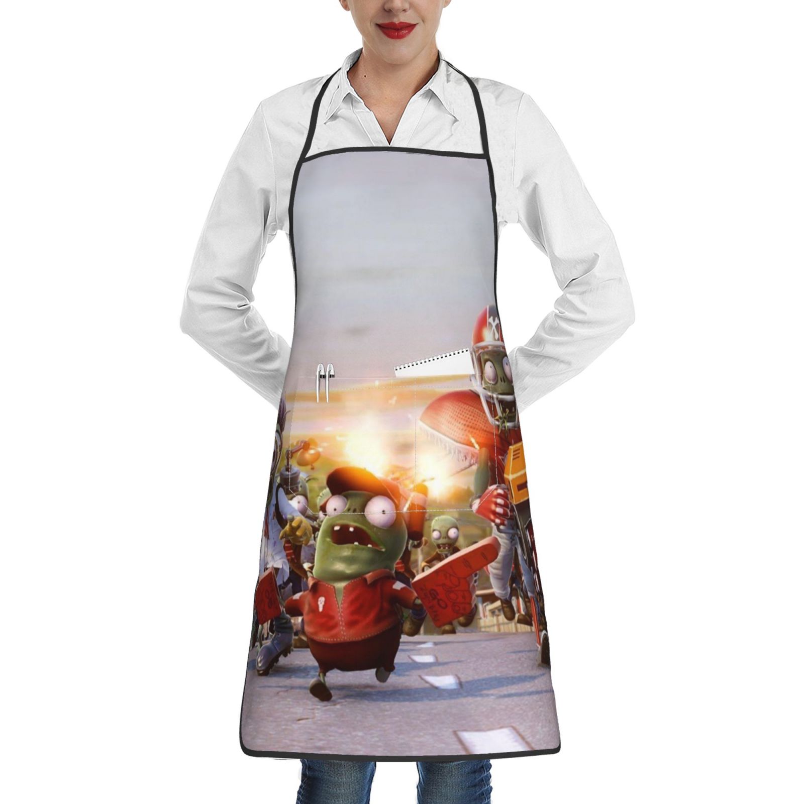Plants Vs Zombies Kitchen Cooking Aprons Adjustable Waterproof Apron ...