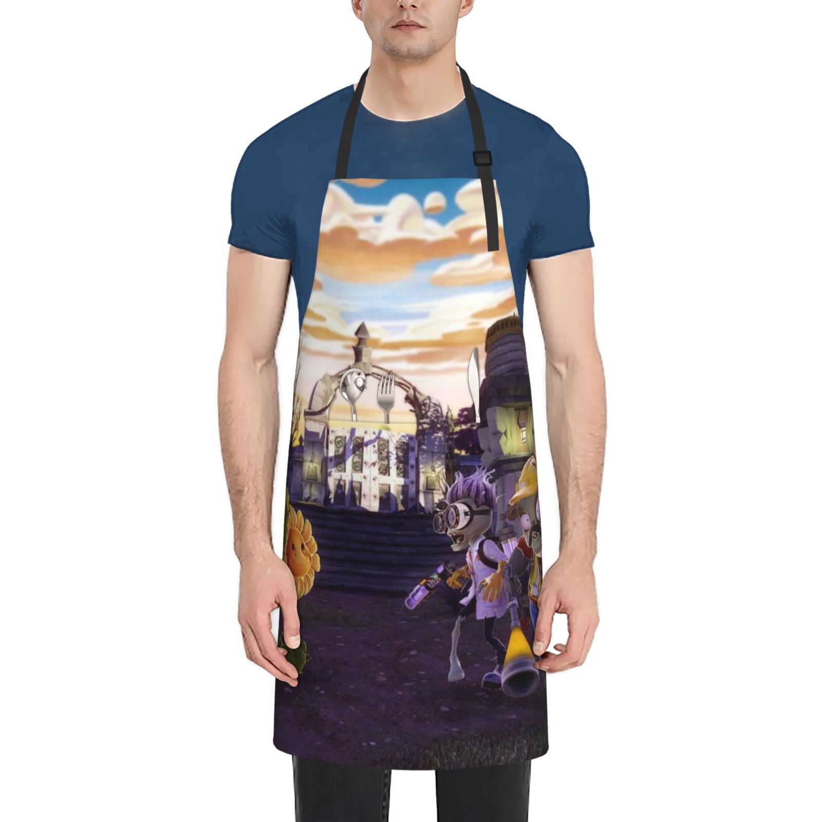 Plants Vs Zombies Kitchen Cooking Aprons Adjustable Waterproof Apron ...