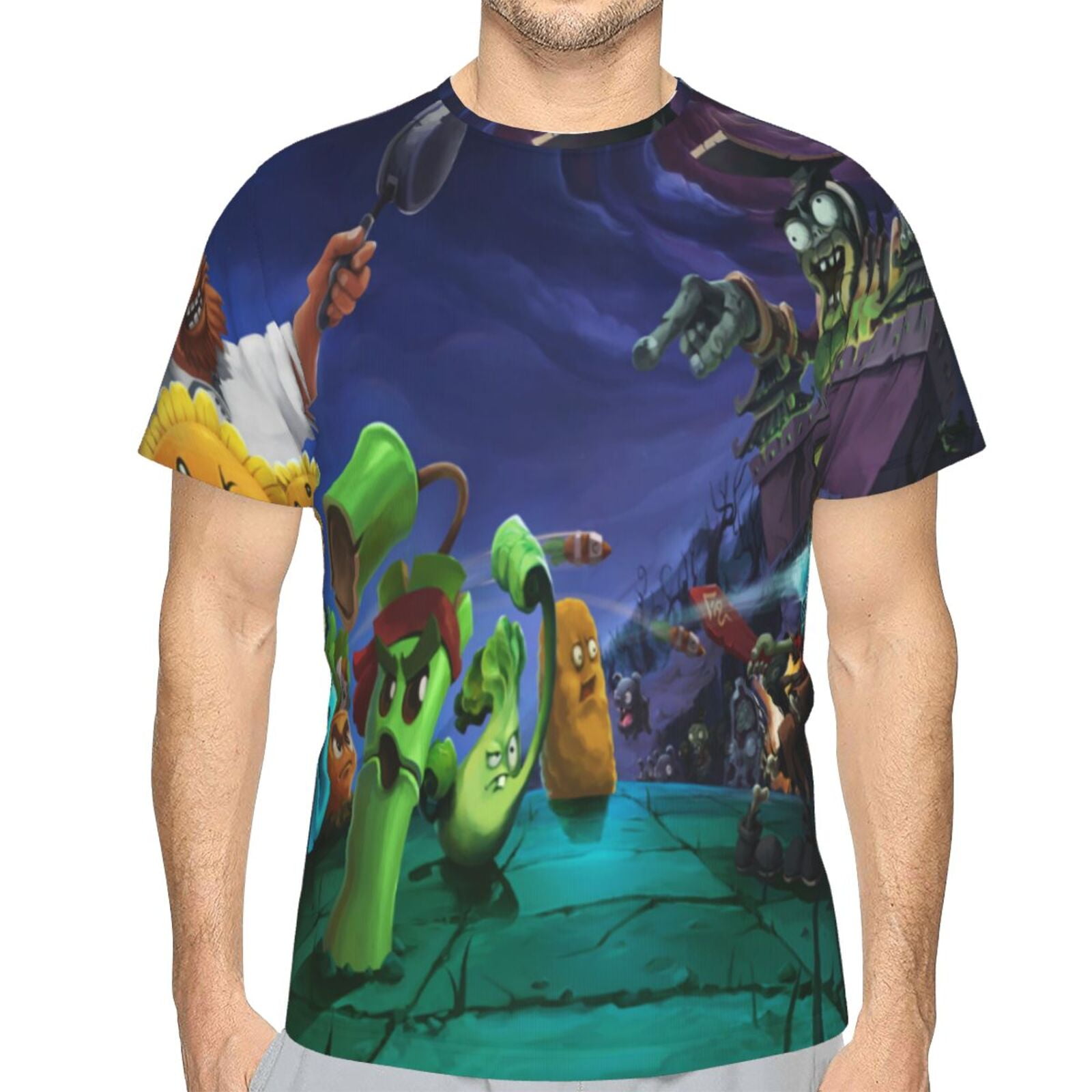 Plants Vs Zombies Men's T-Shirt Novel Fashion Short Sleeves Classic ...